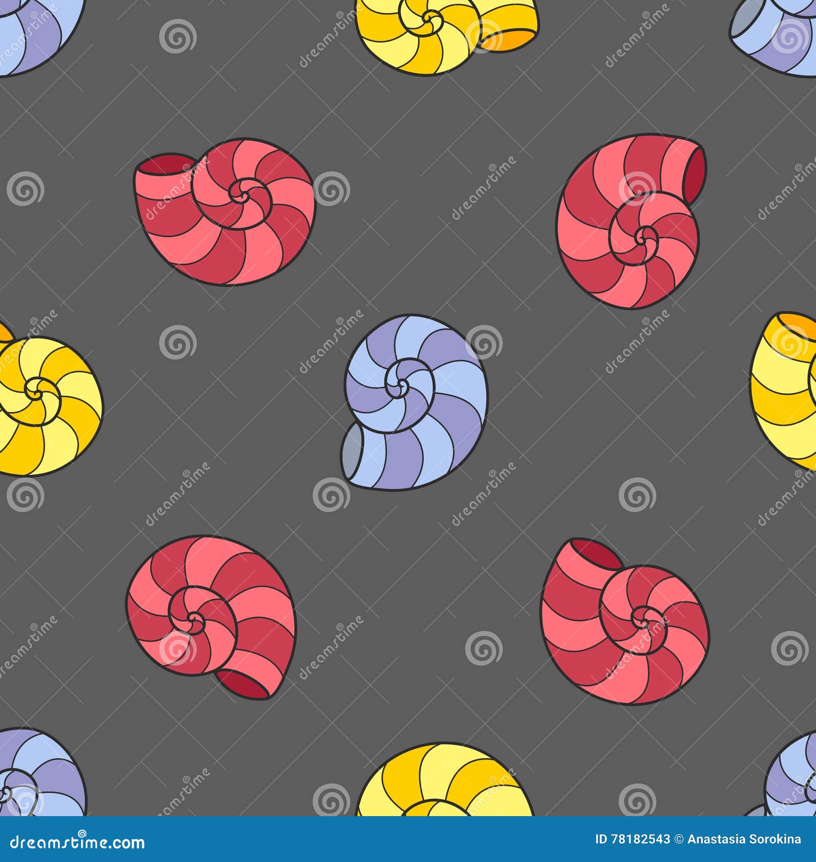 Shell. Vector Seamless Pattern Stock Vector - Illustration of spiral ...