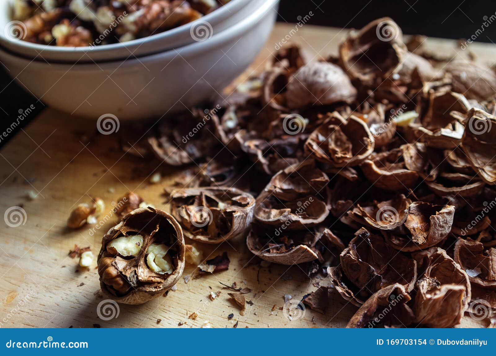 The shell of walnuts stock photo. Image of nutshell - 169703154
