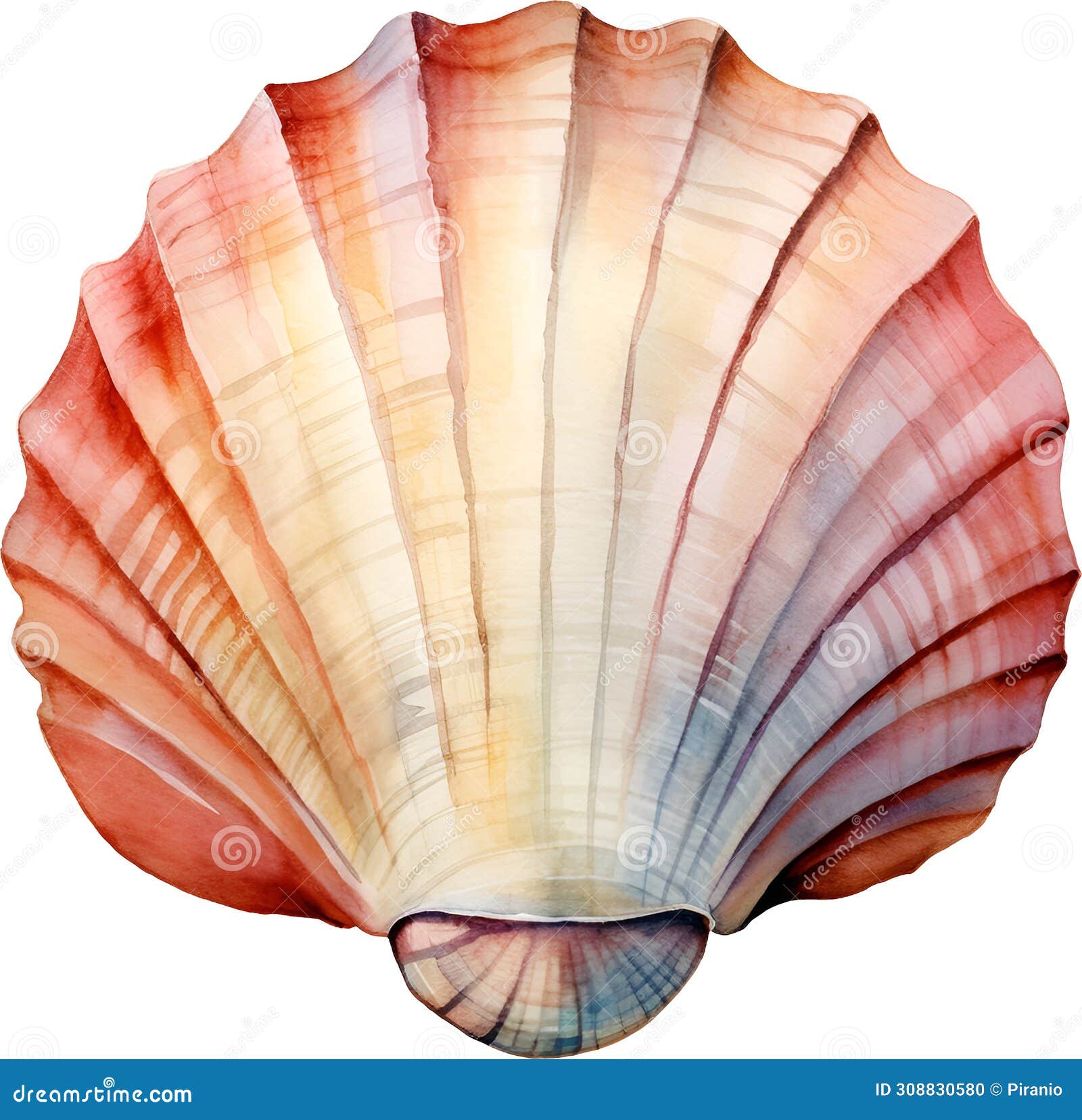 Shell Watercolor Clipart stock photo. Image of shell - 308830580