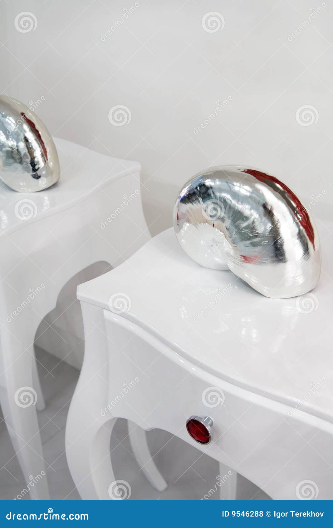 Shell in White Bedside Table Stock Photo - Image of room, comfortable ...
