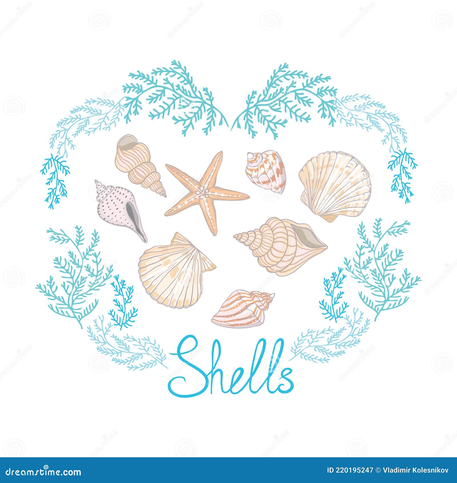 Shell Yeah Vector Illustration with Seashell and Lettering. Stock ...