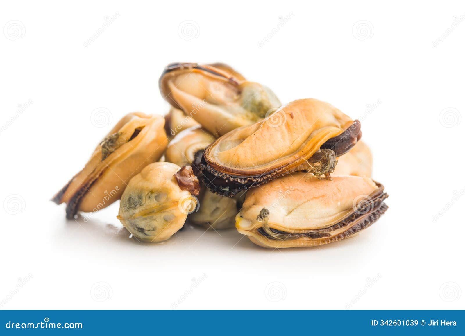Shelled Mussels Meat Isolated on White Background Stock Image - Image ...