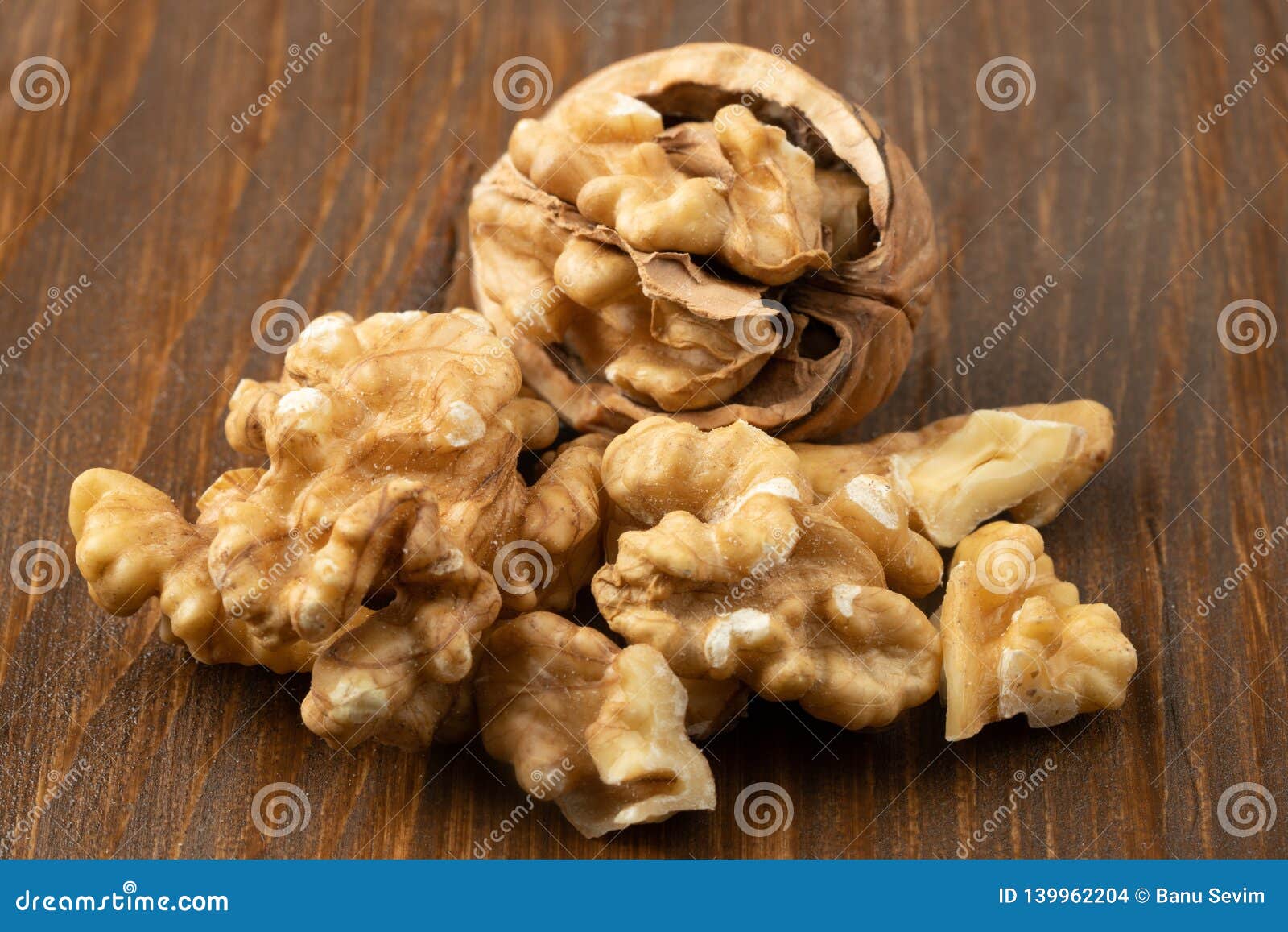 Shelled walnuts stock photo. Image of brown, leaf, fruit - 139962204