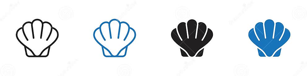 Shellfish Icon Linear Graphics Set Vector in Black Stock Illustration ...