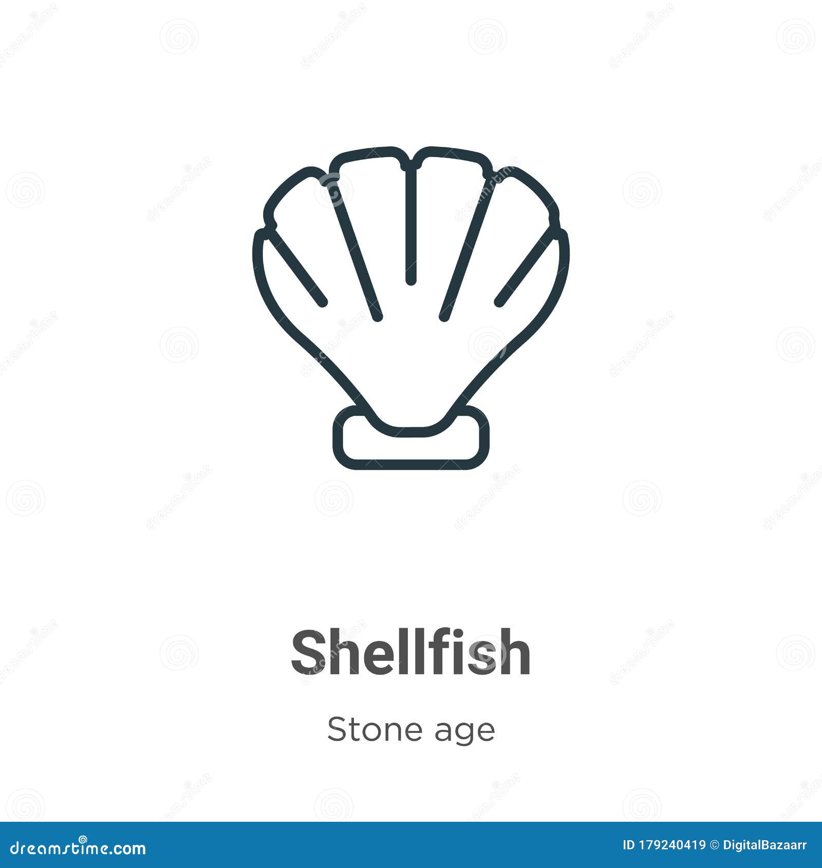 Shellfish Outline Vector Icon. Thin Line Black Shellfish Icon, Flat ...