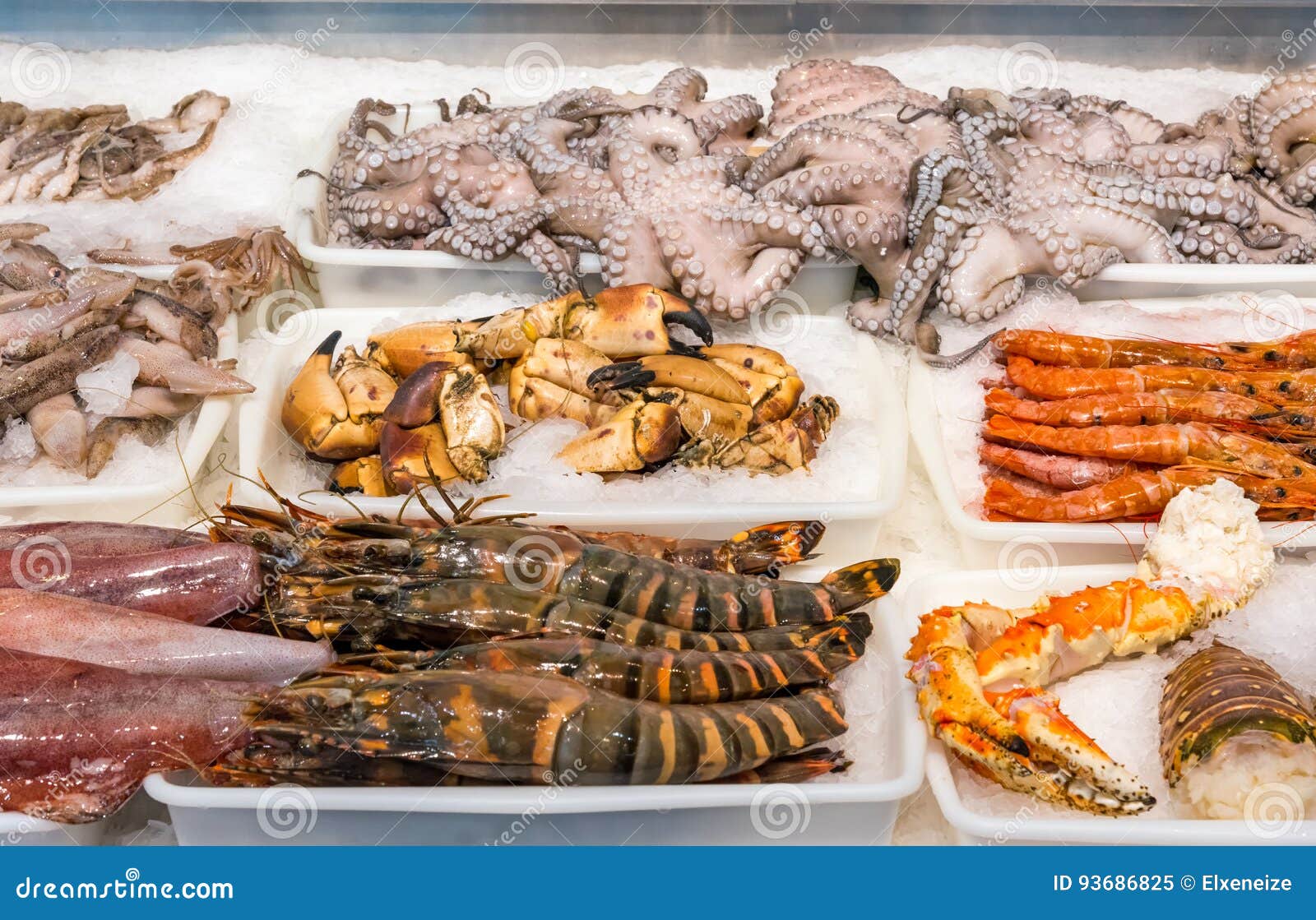 Shellfish and Seafood at a Market Stock Image - Image of animal, crabs ...