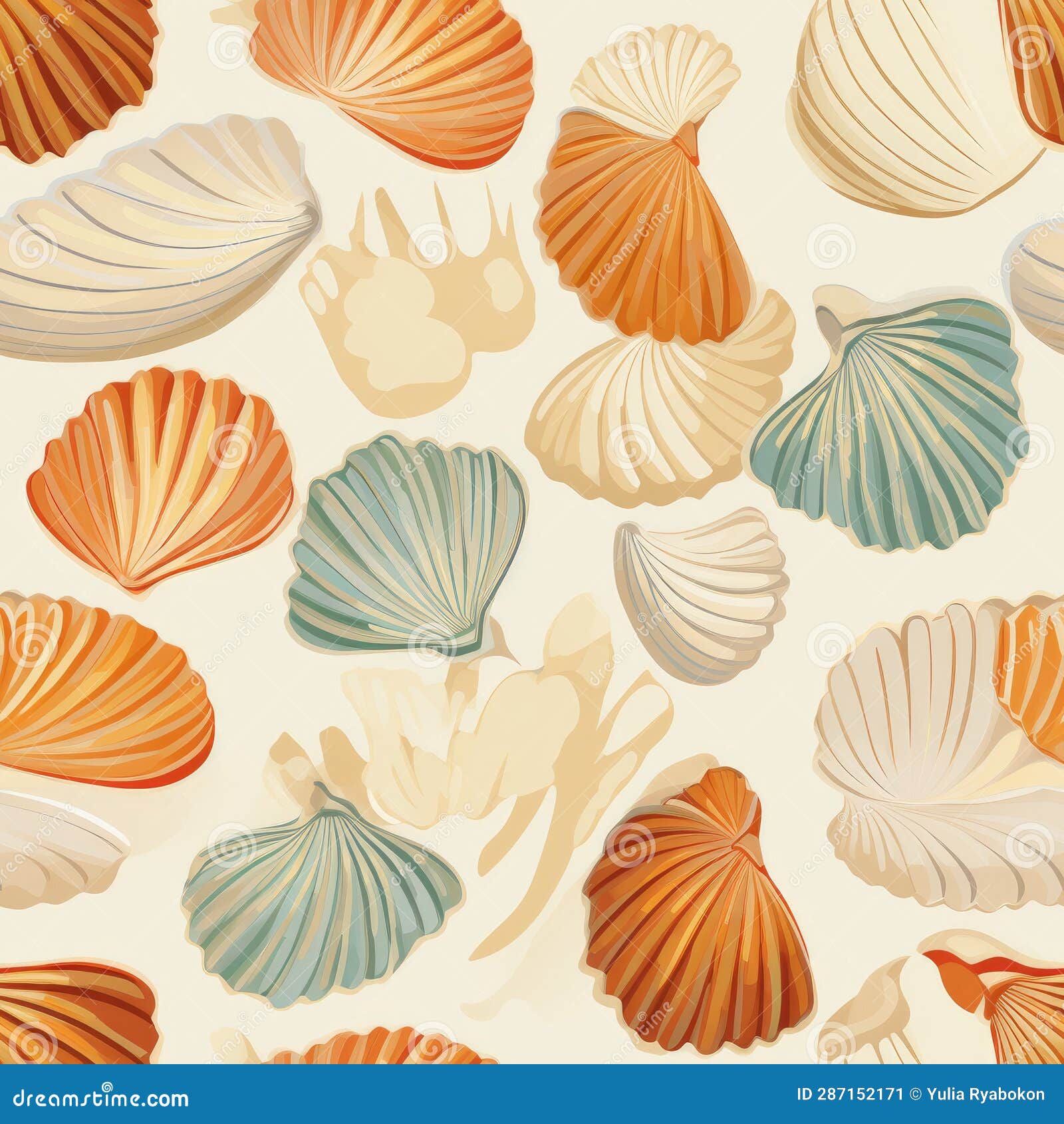 Shells Art Seamless Pattern. Generate Ai Stock Illustration ...
