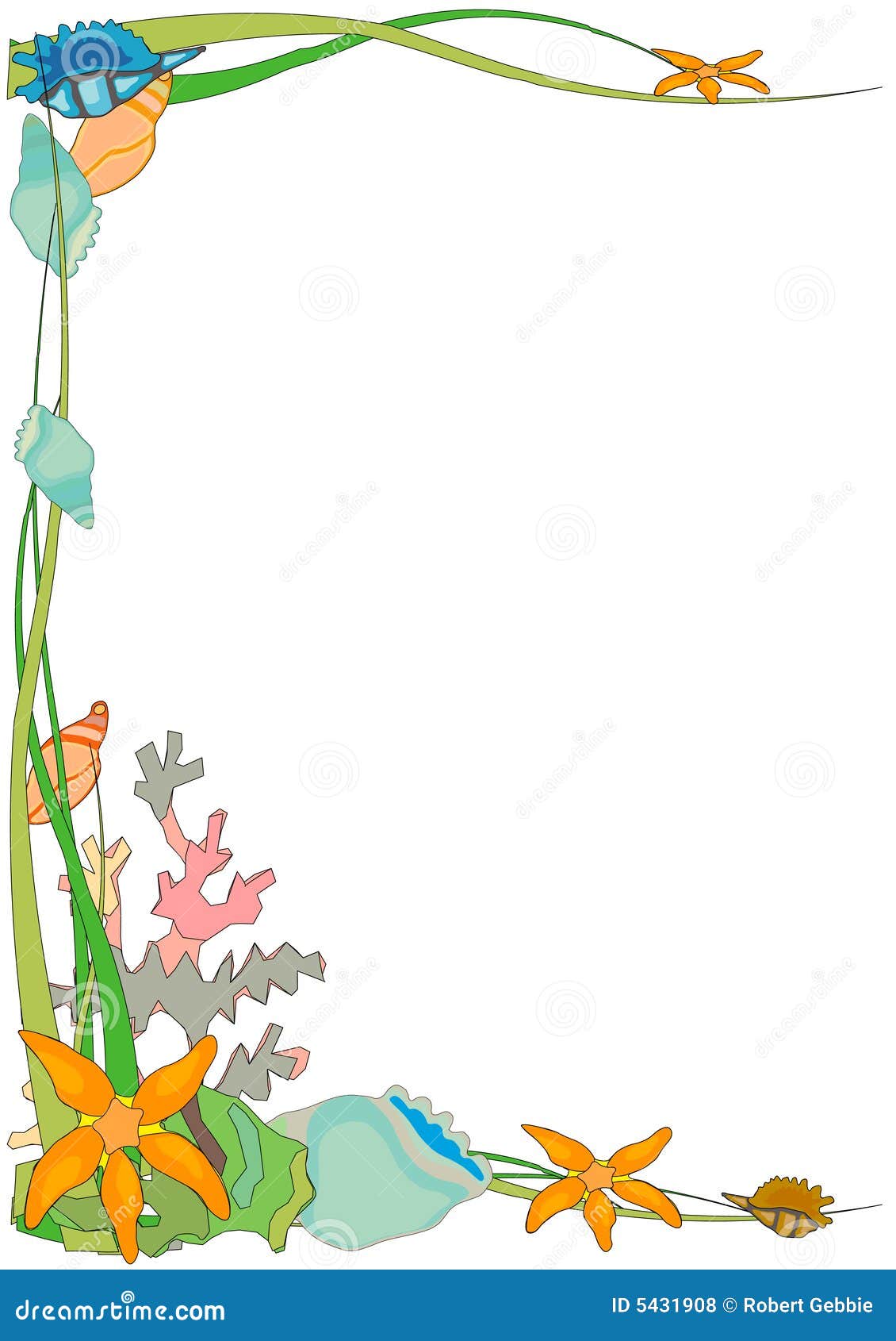 Shells Border stock vector. Illustration of marine, pink - 5431908