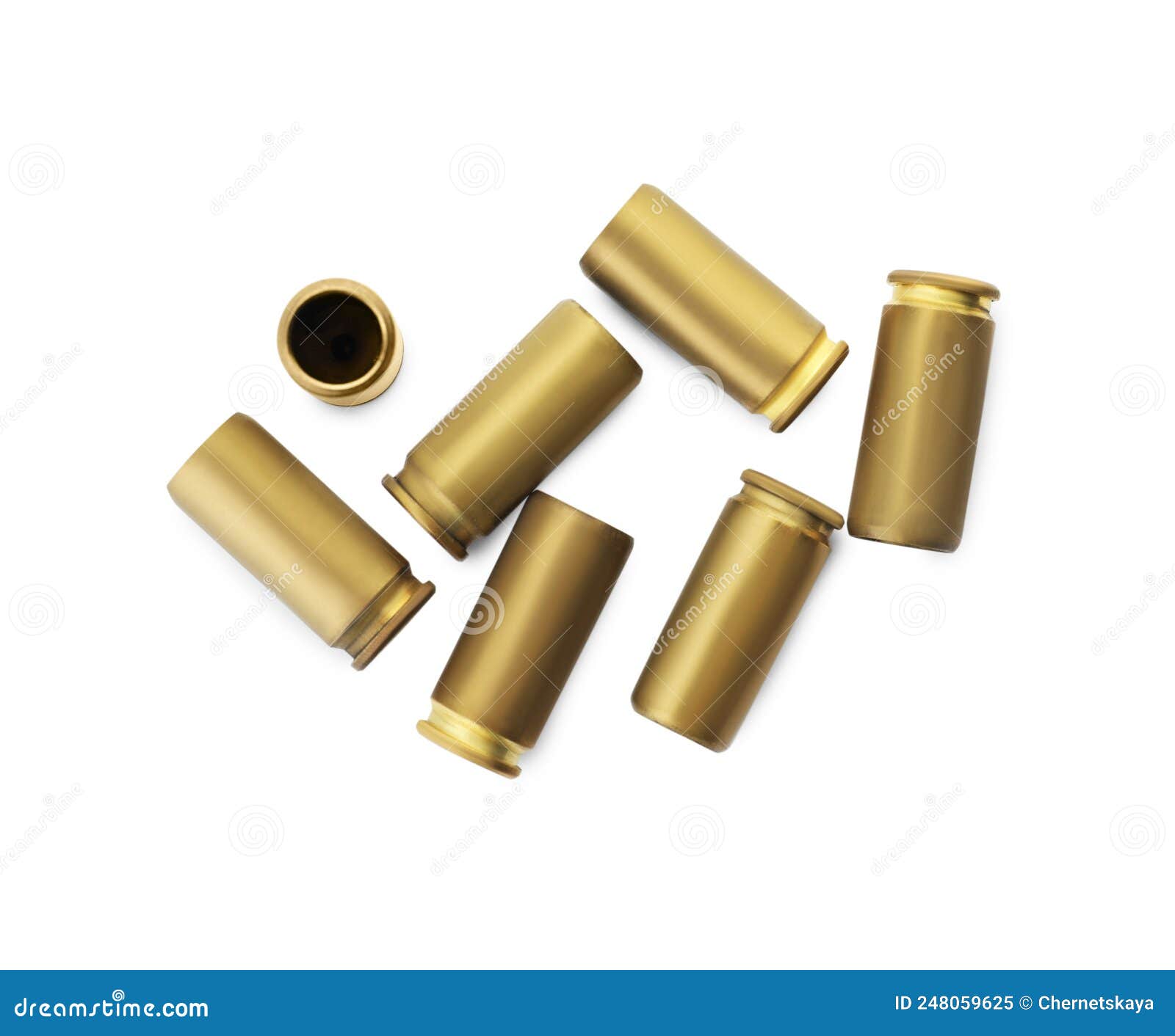 Shells of Bullets on White Background, Top View Stock Image - Image of ...