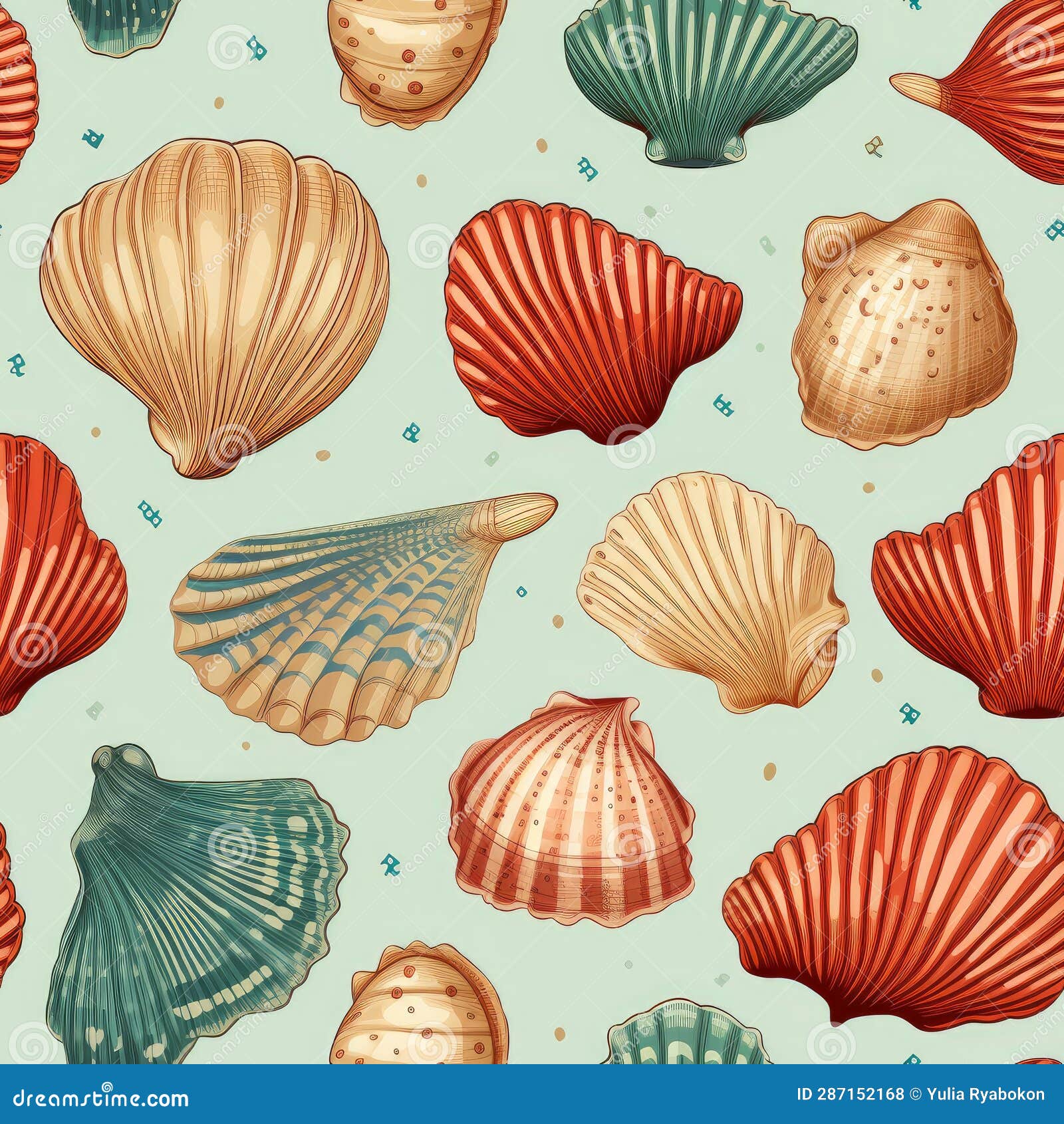 Shells Colorful Seamless Pattern. Generate Ai Stock Illustration ...