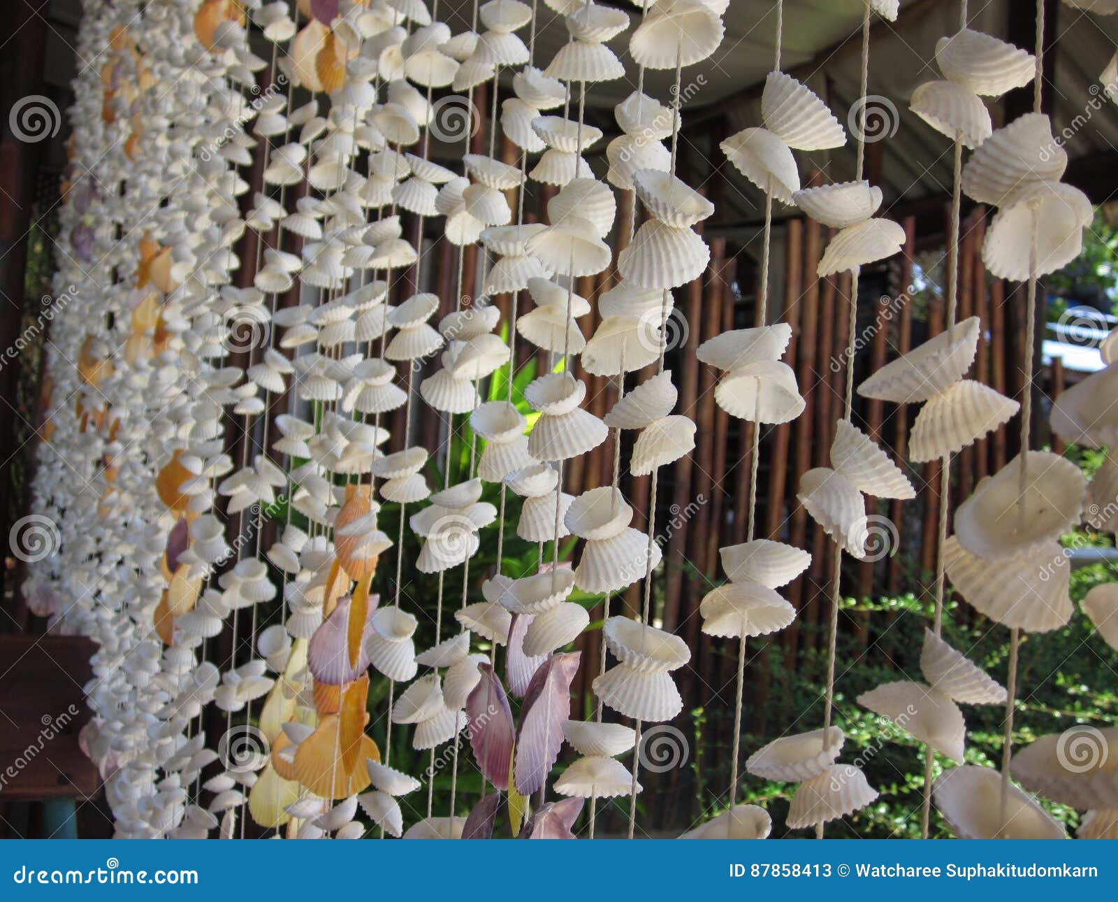 Shells curtain. stock image. Image of craft, blend, handiwork - 87858413