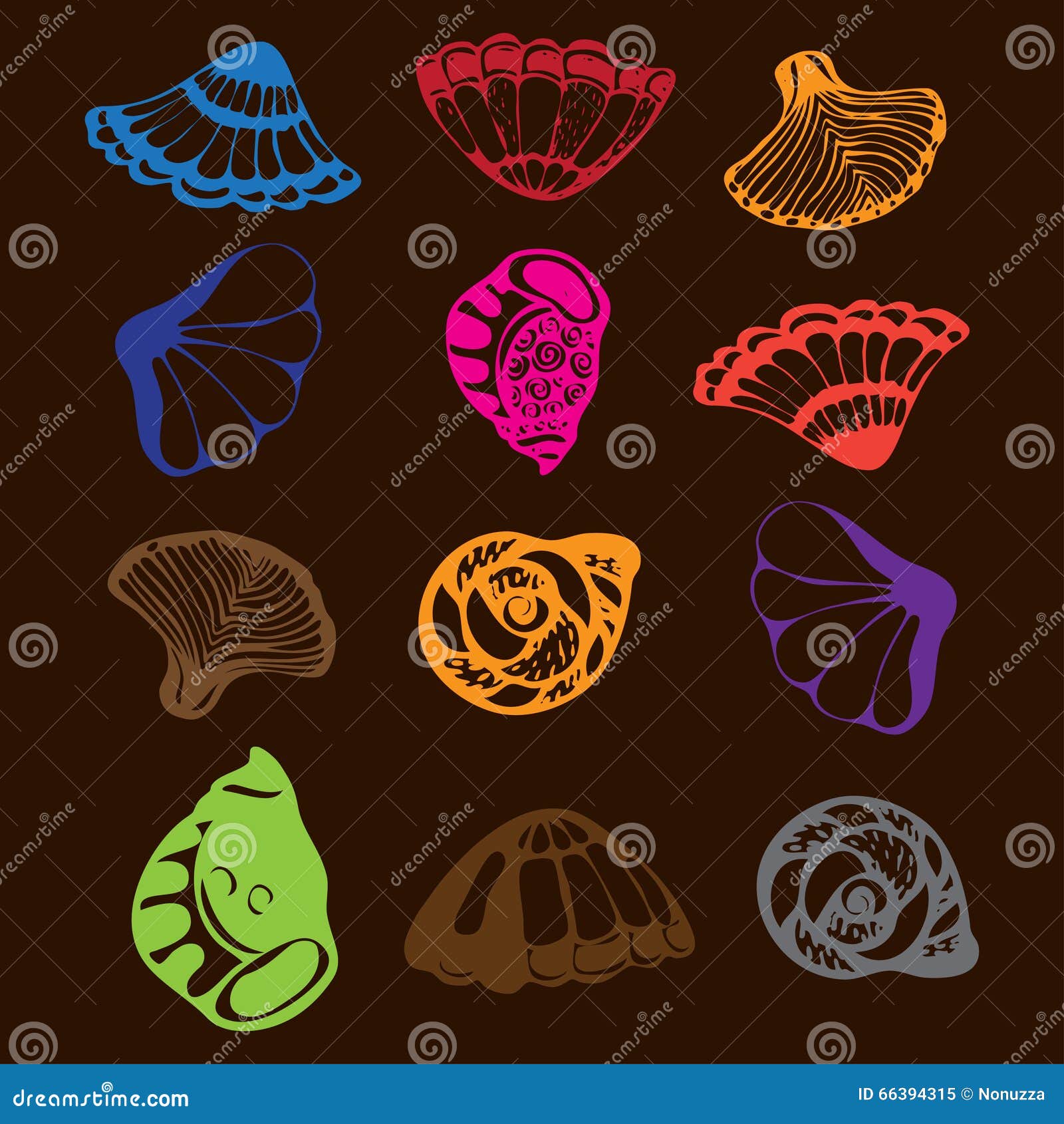 Shells stock vector. Illustration of colorful, blue, green - 66394315
