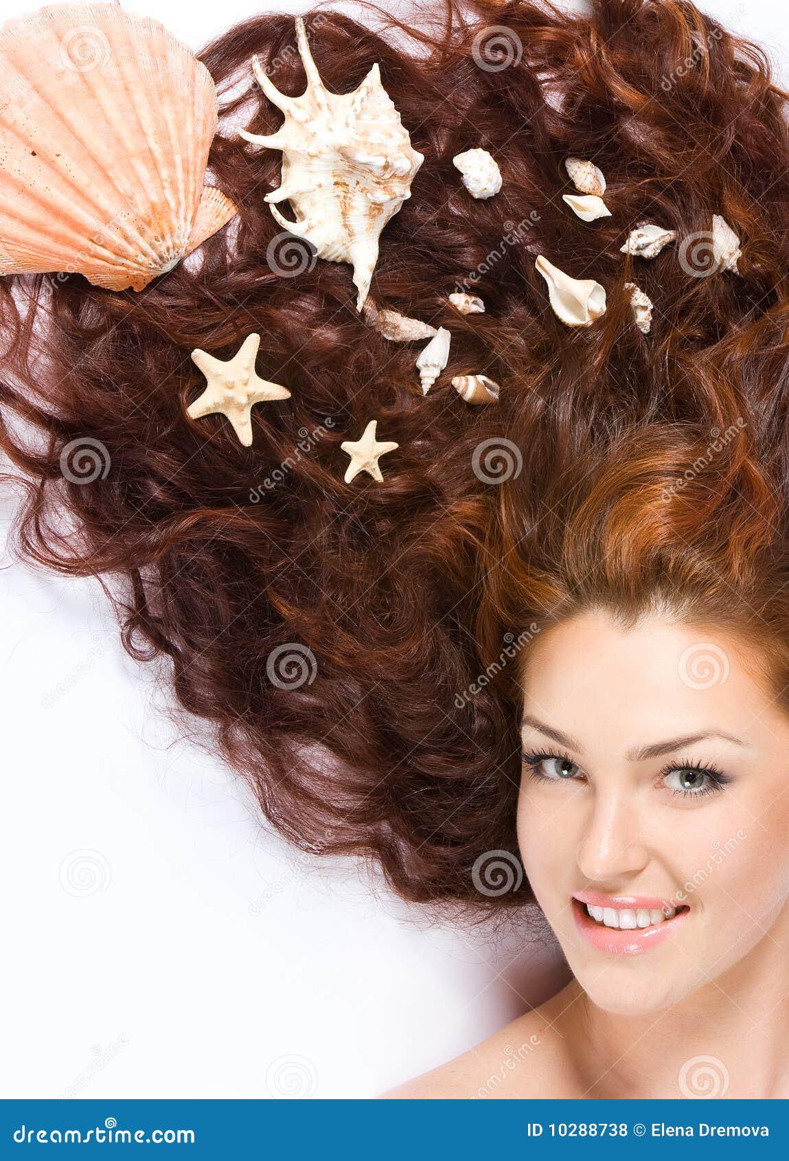 With shells in long hair stock photo. Image of cosmetics - 10288738