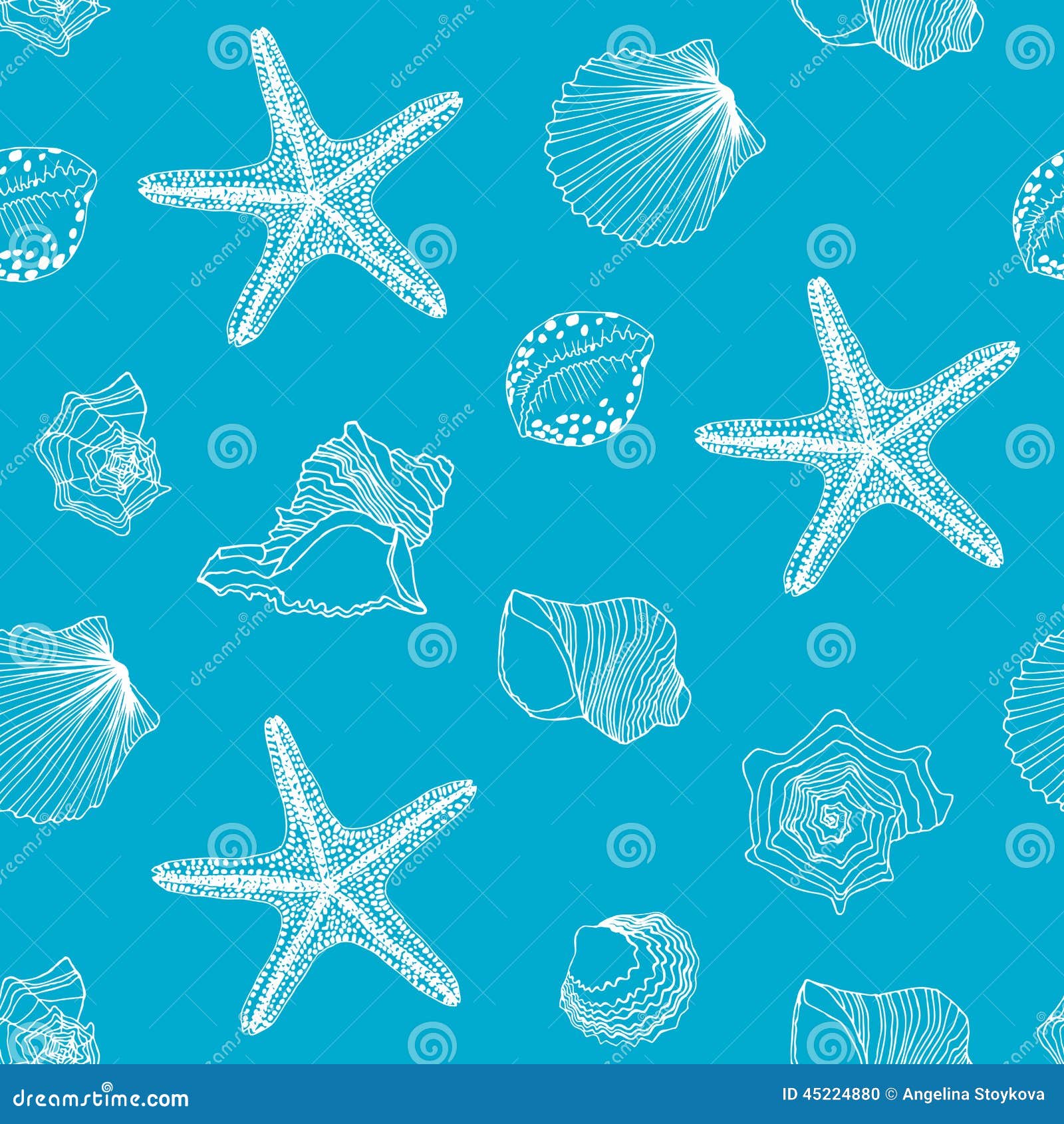 Shells pattern stock vector. Illustration of starfish - 45224880