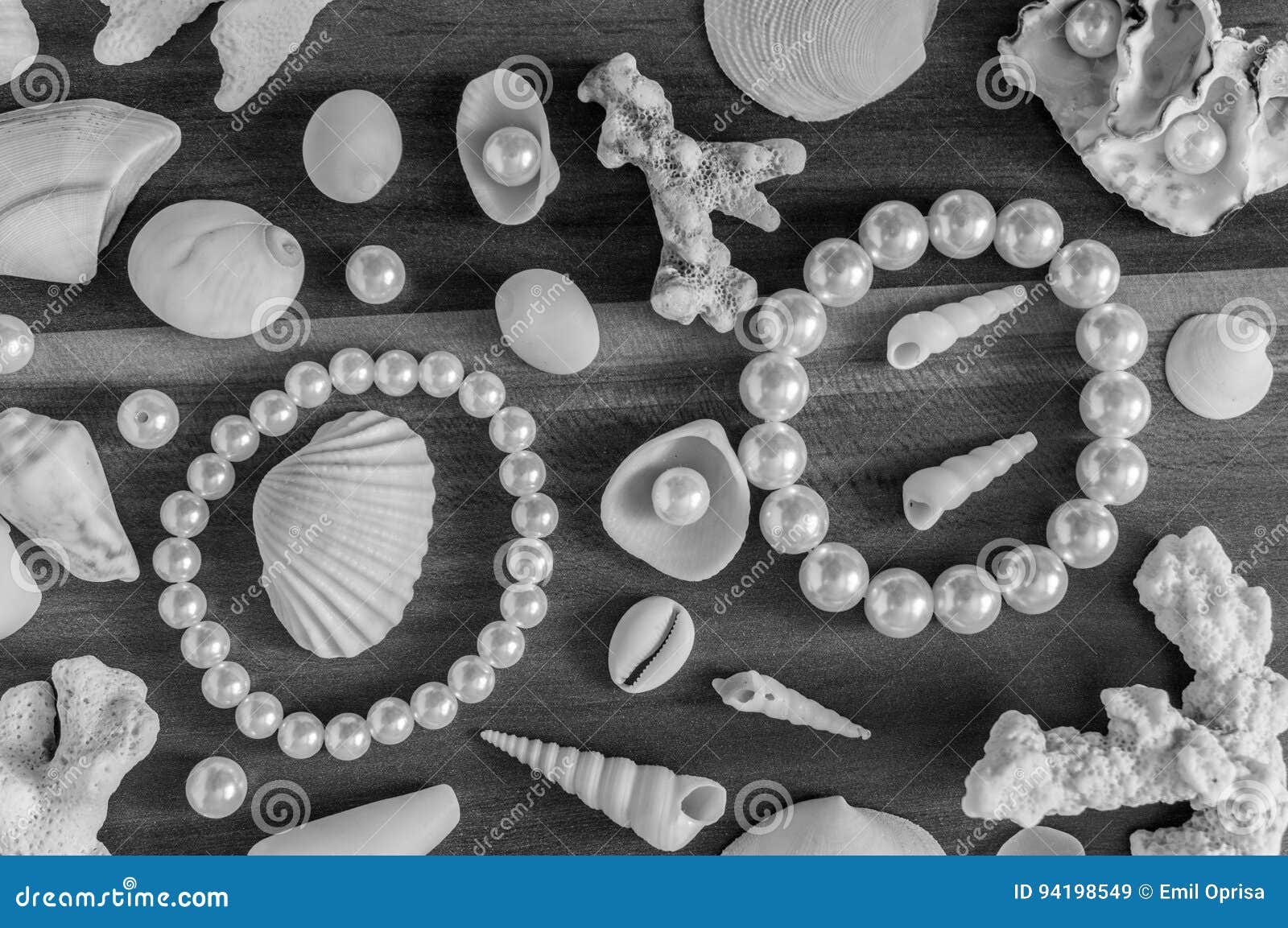 Shells and pearls stock image. Image of painted, accessories - 94198549