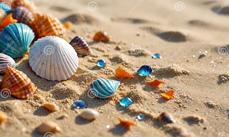 Shells on the sand stock illustration. Illustration of shell - 330500856