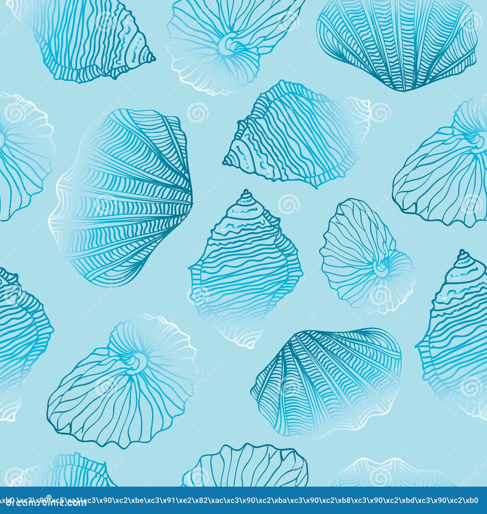 Shells Seamless Vector Pattern Template Stock Vector - Illustration of ...