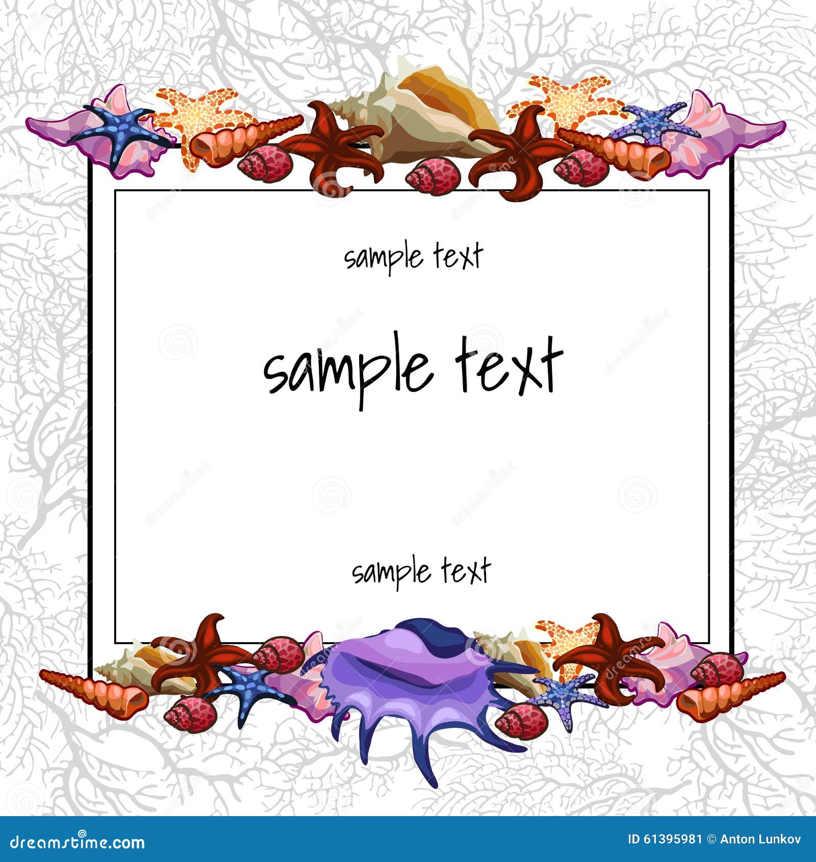 Shells and Shellfish of the Text Frame Stock Vector - Illustration of ...