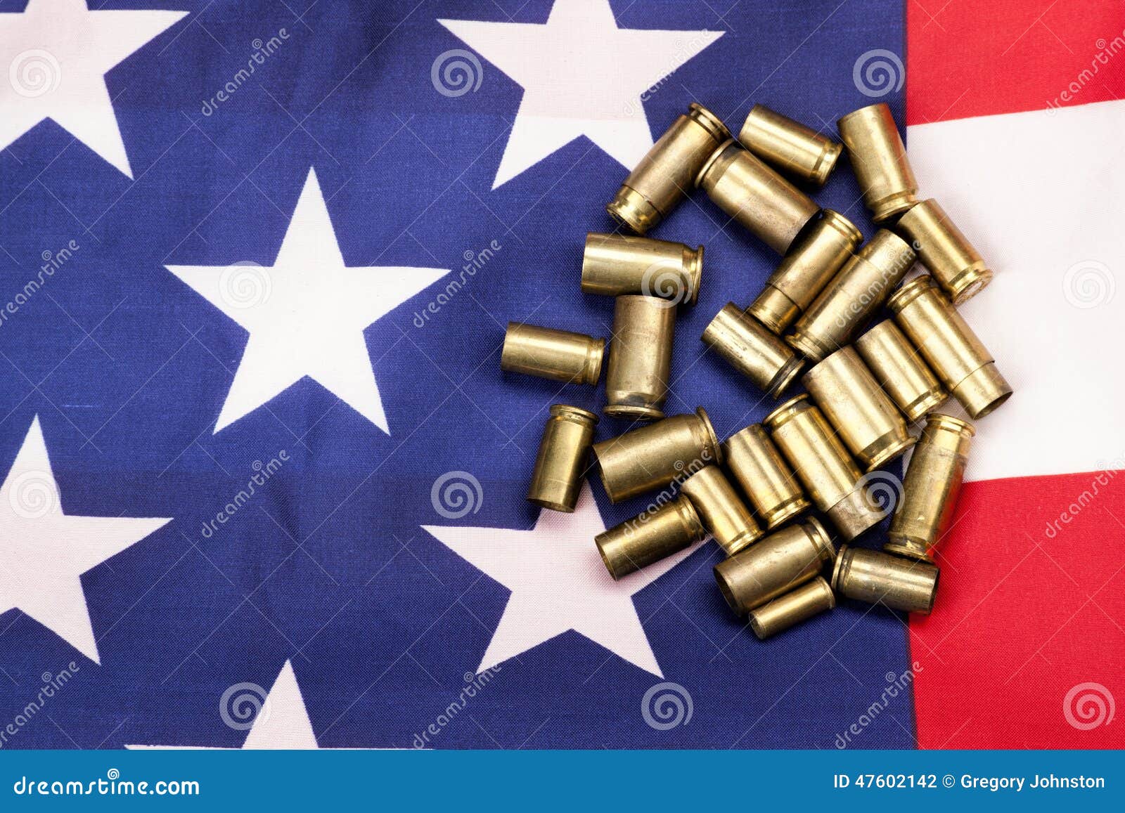 Shells on the US flag. stock photo. Image of brass, flag - 47602142