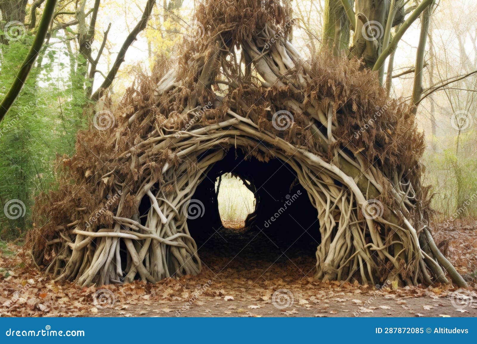 Shelter Made from Branches, Leaves, and Natural Materials Stock ...