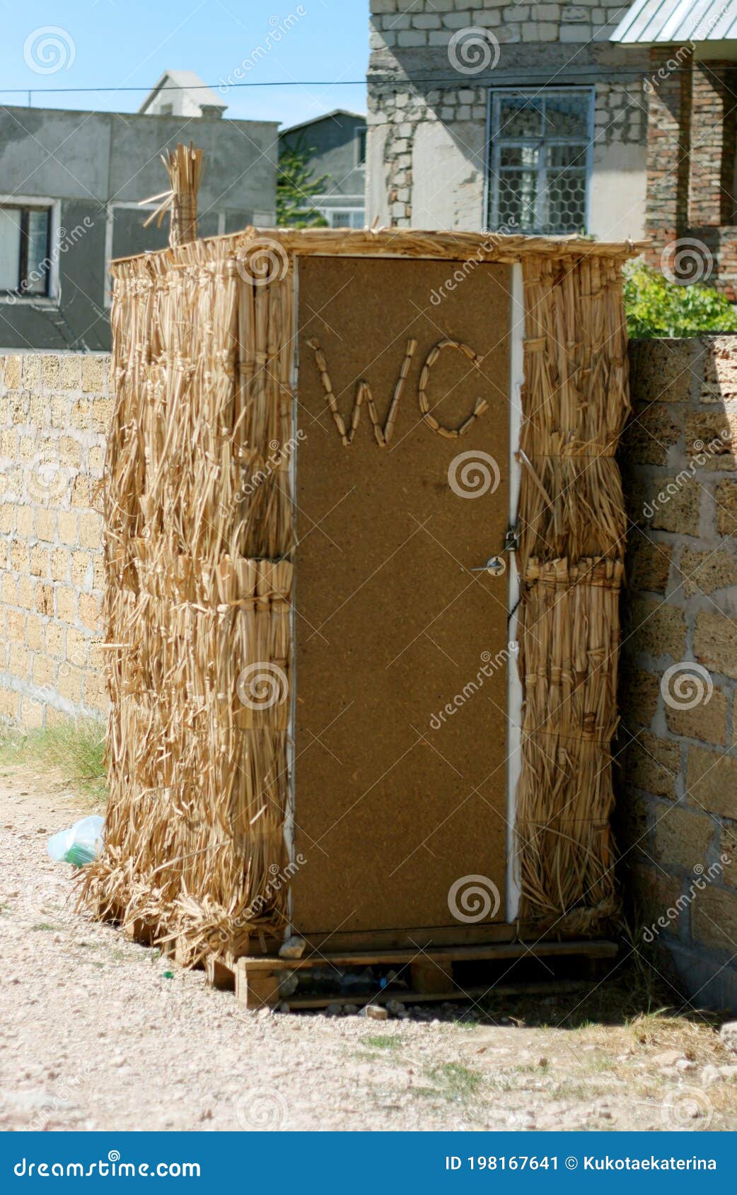 Shelter Made of Straw Changing Room on the Beach Stock Image - Image of ...
