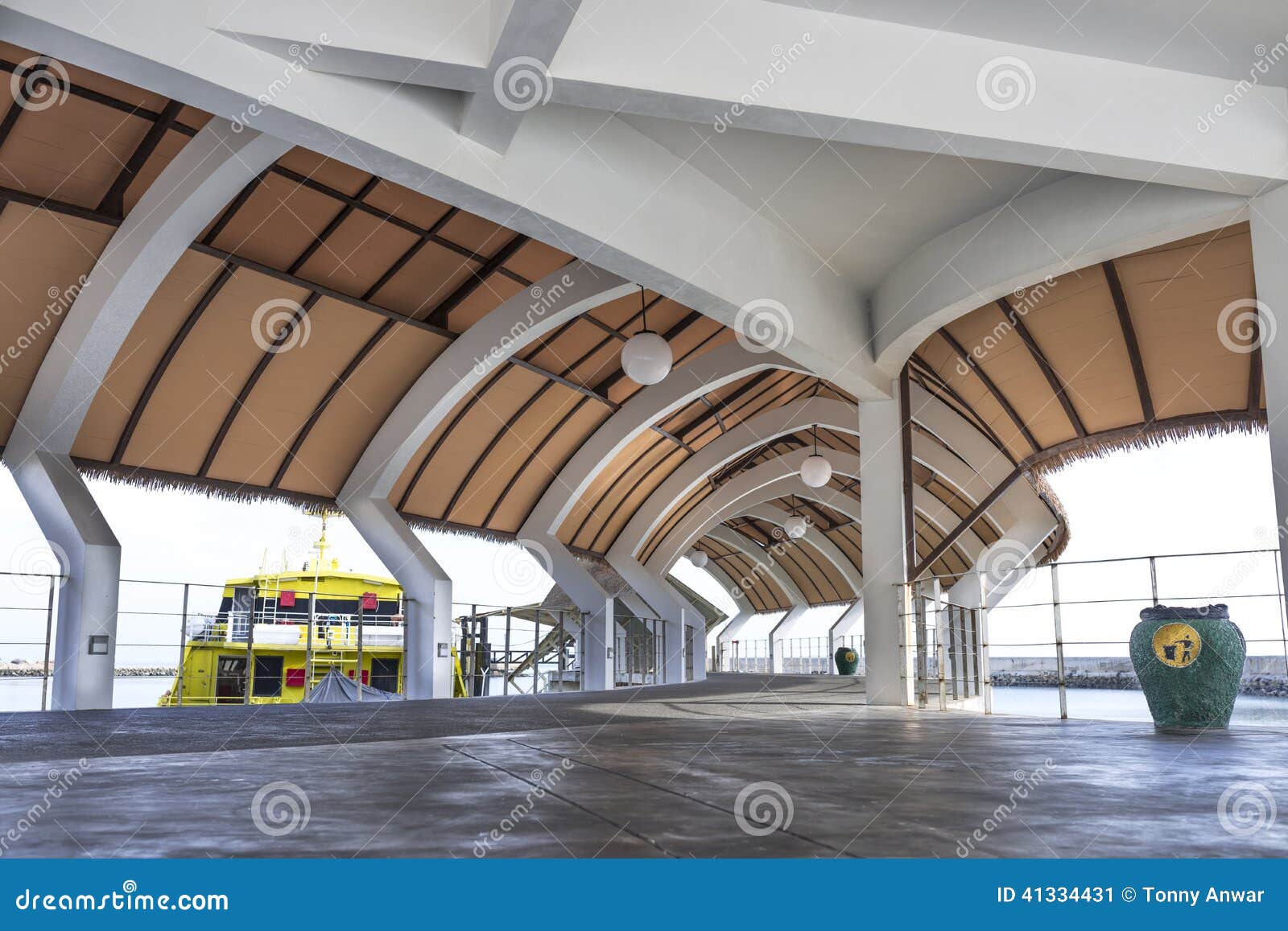 Sheltered Jetty Walkway stock image. Image of railing - 41334431