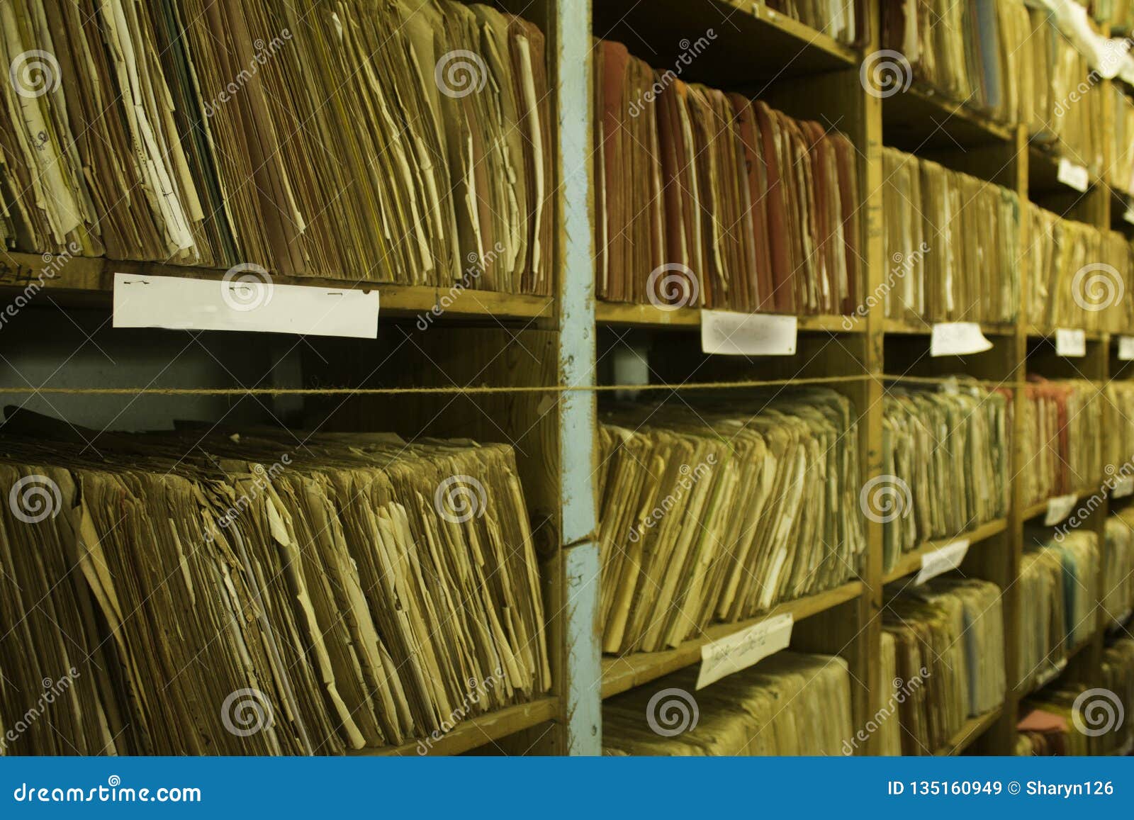 Shelves of Ageing Paper File Records Stock Image - Image of lost, stack ...