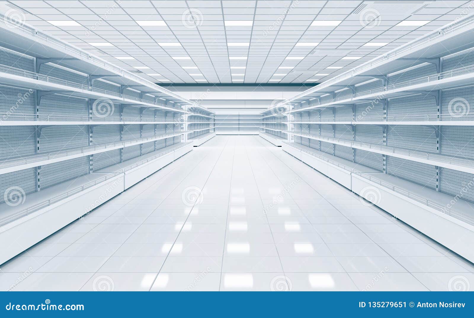 Shelves with Blank Goods in the Store. Stock Illustration ...