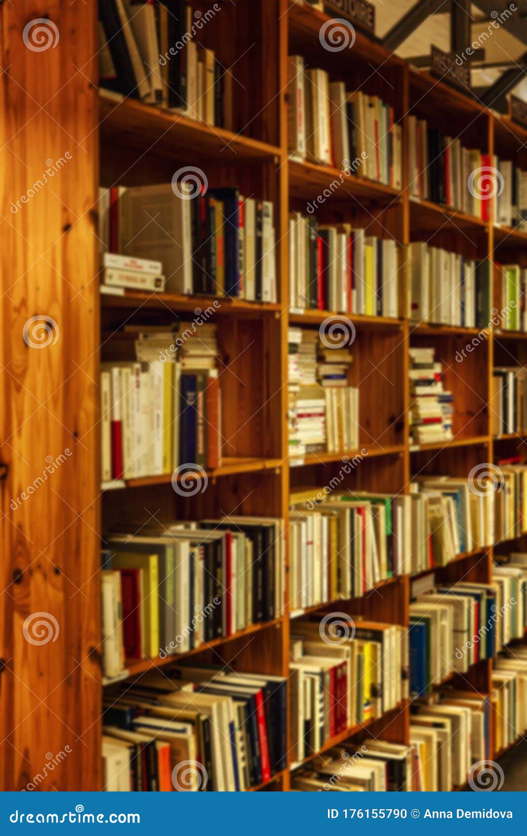 Shelves with Books in a Bookstore. Education and Development. Blurred ...