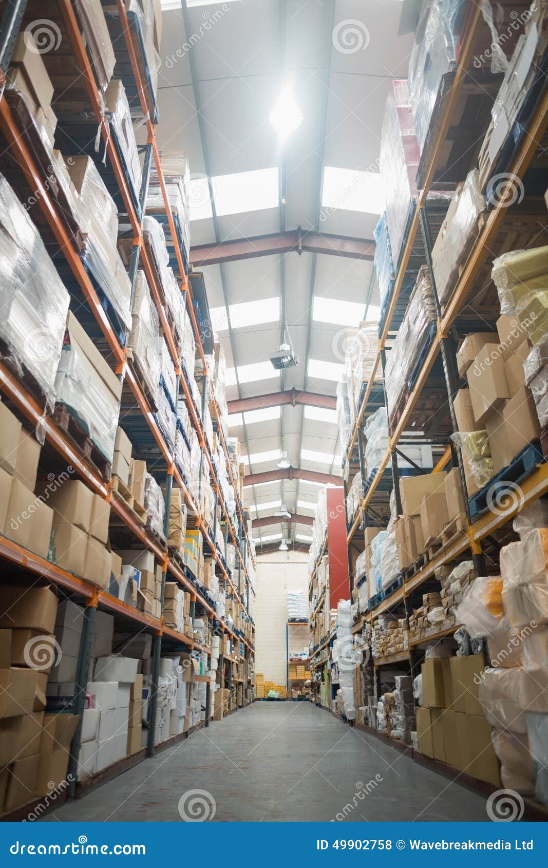 Shelves with Boxes in Warehouse Stock Photo - Image of goods, shelf ...