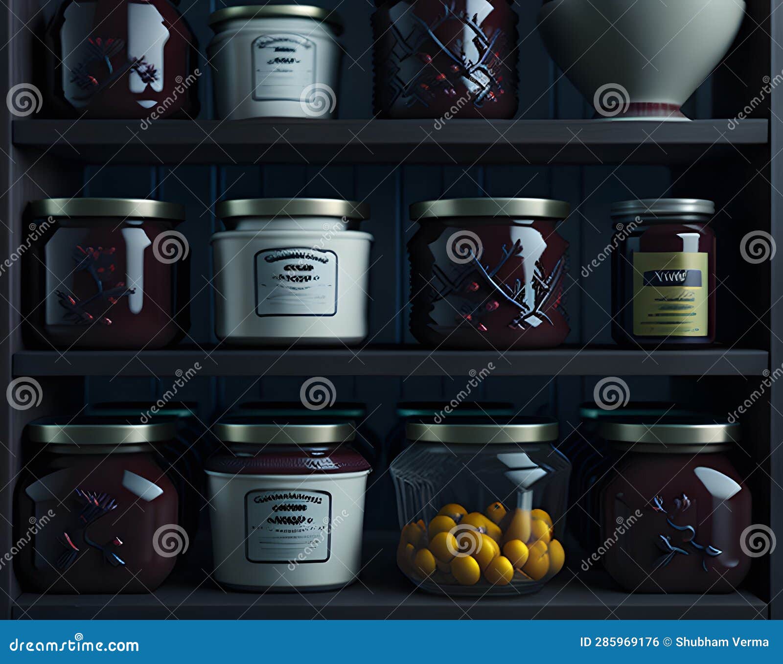 Shelves with Different Types of Jam and Jars with Different Types of ...