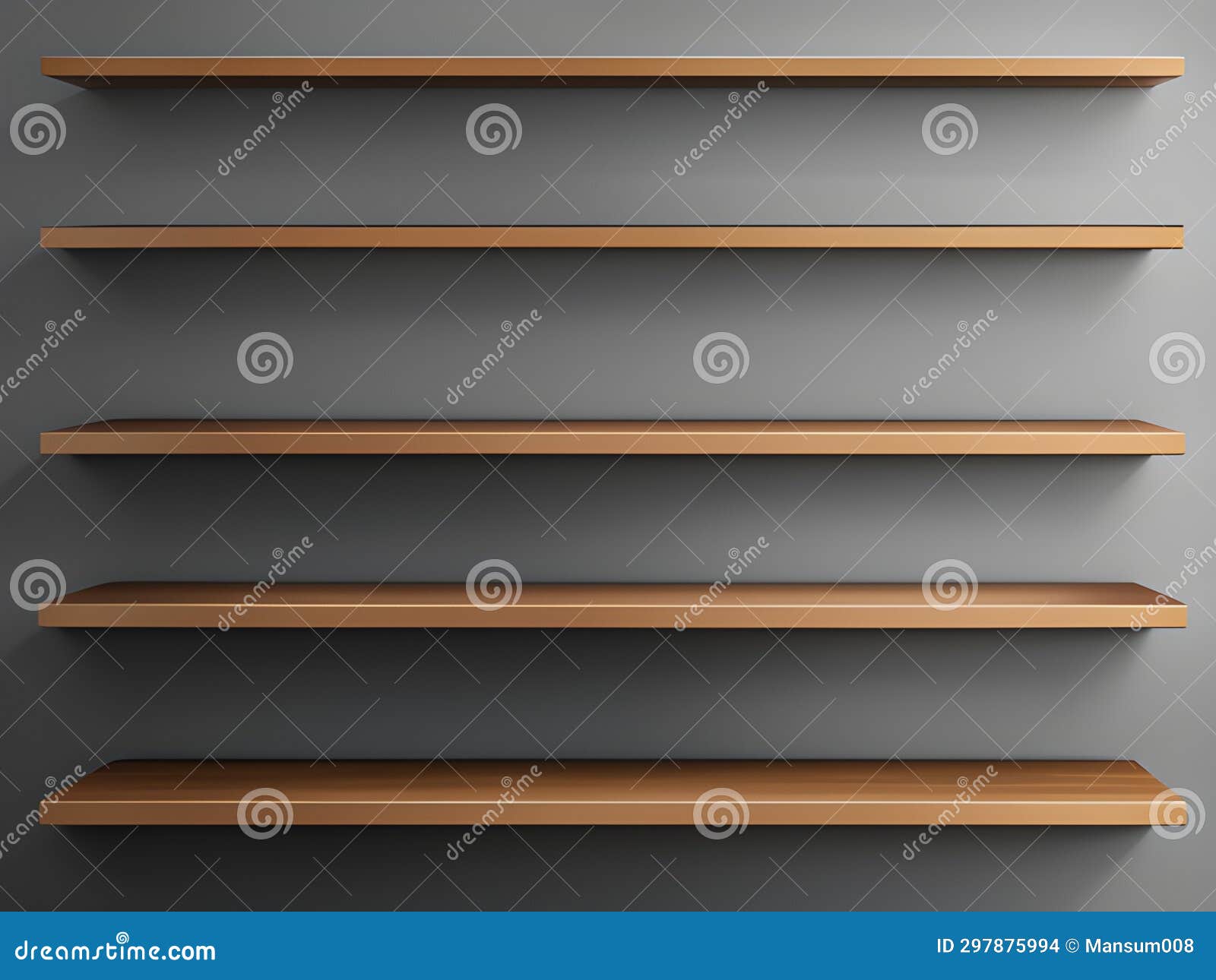 Shelves with Empty Shelves on Gray Wall Background Stock Illustration ...