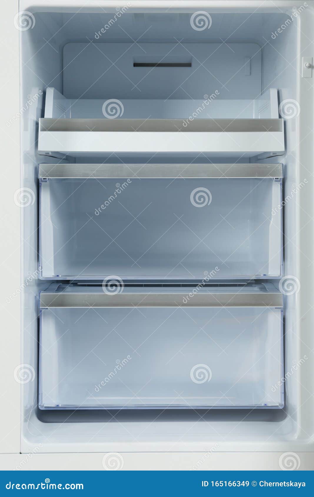Shelves of Empty Modern Refrigerator, Closeup Stock Image - Image of ...