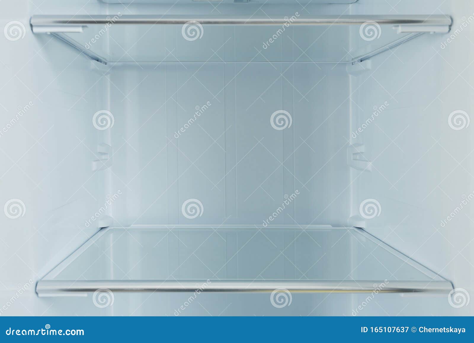 Shelves of Empty Modern Refrigerator, Closeup Stock Image - Image of ...