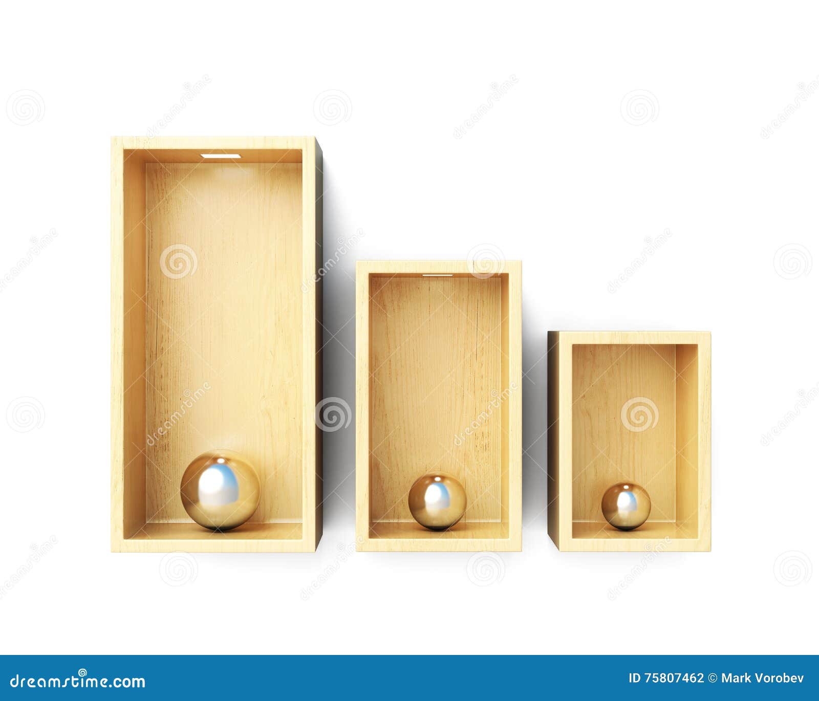 Shelves Front View on White Background. 3d Rendering Stock Illustration ...