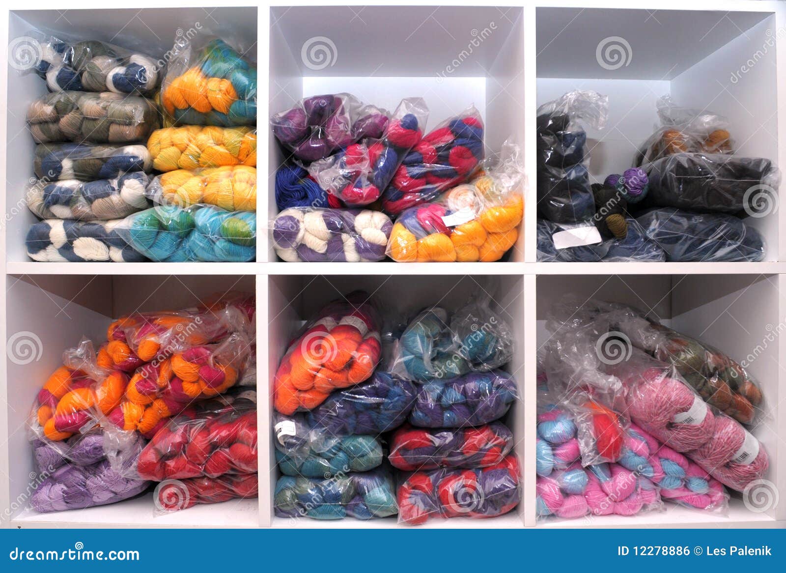 Shelves with knitting wool stock photo. Image of colorful - 12278886