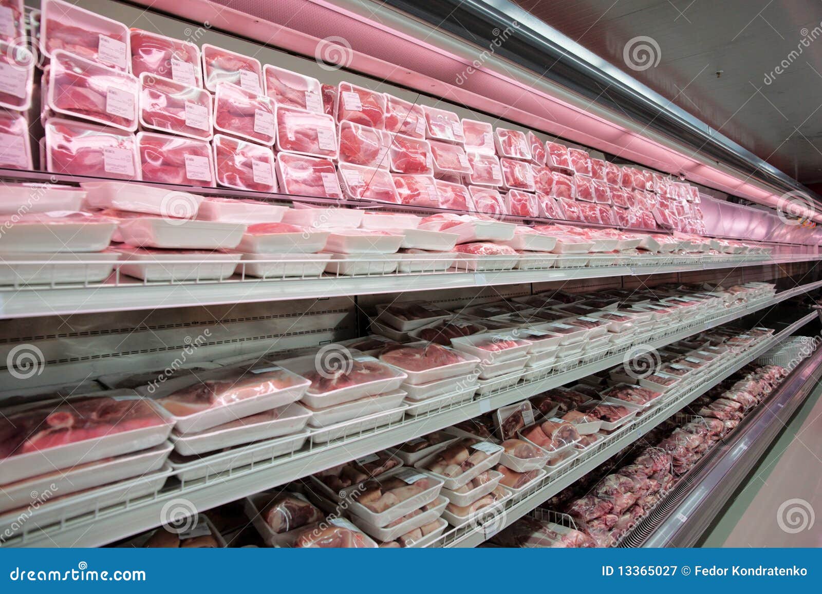 Shelves with meat stock image. Image of market, food - 13365027