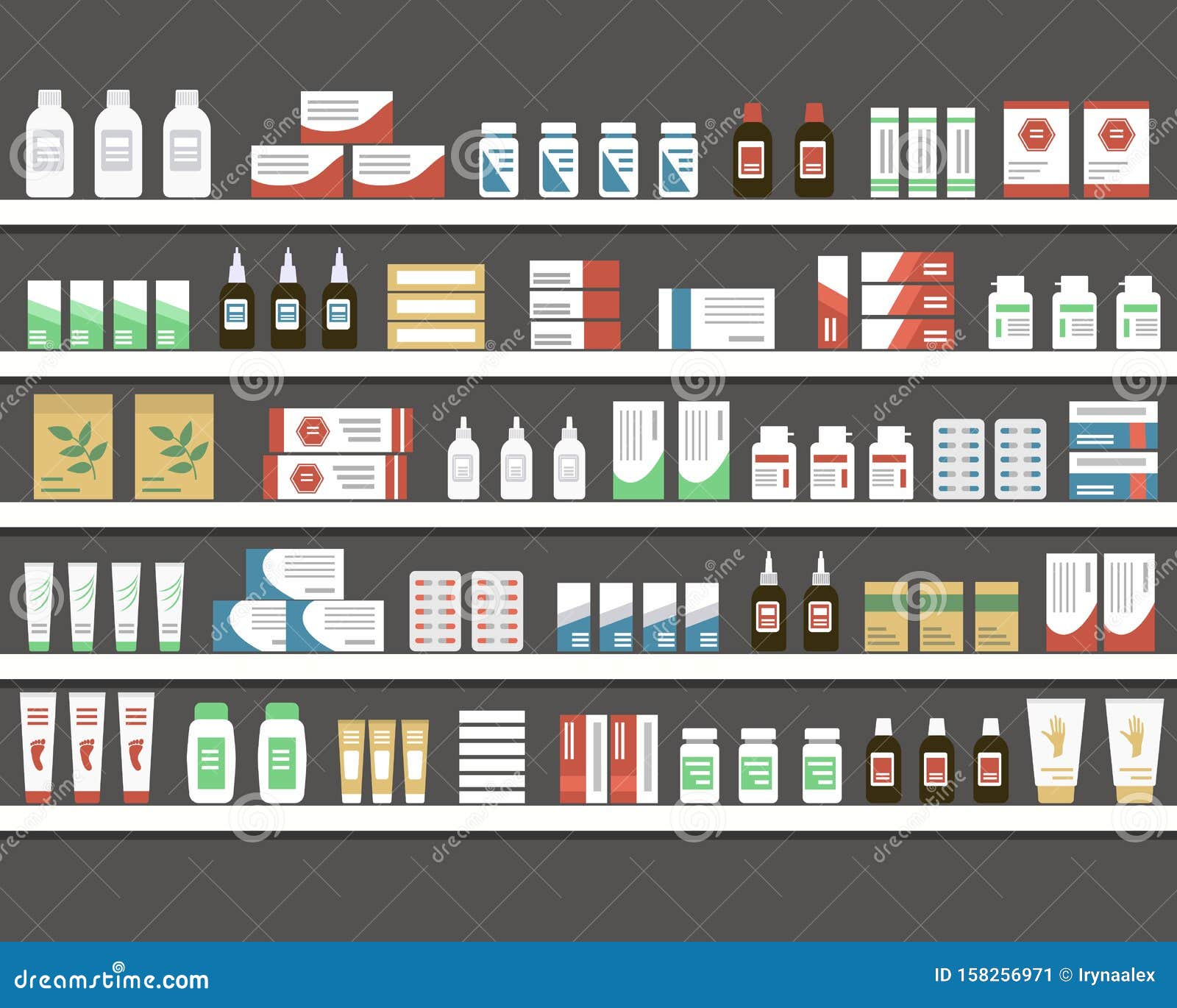 Shelves with Medicines. Objects for a Pharmacy Interior Stock Vector ...