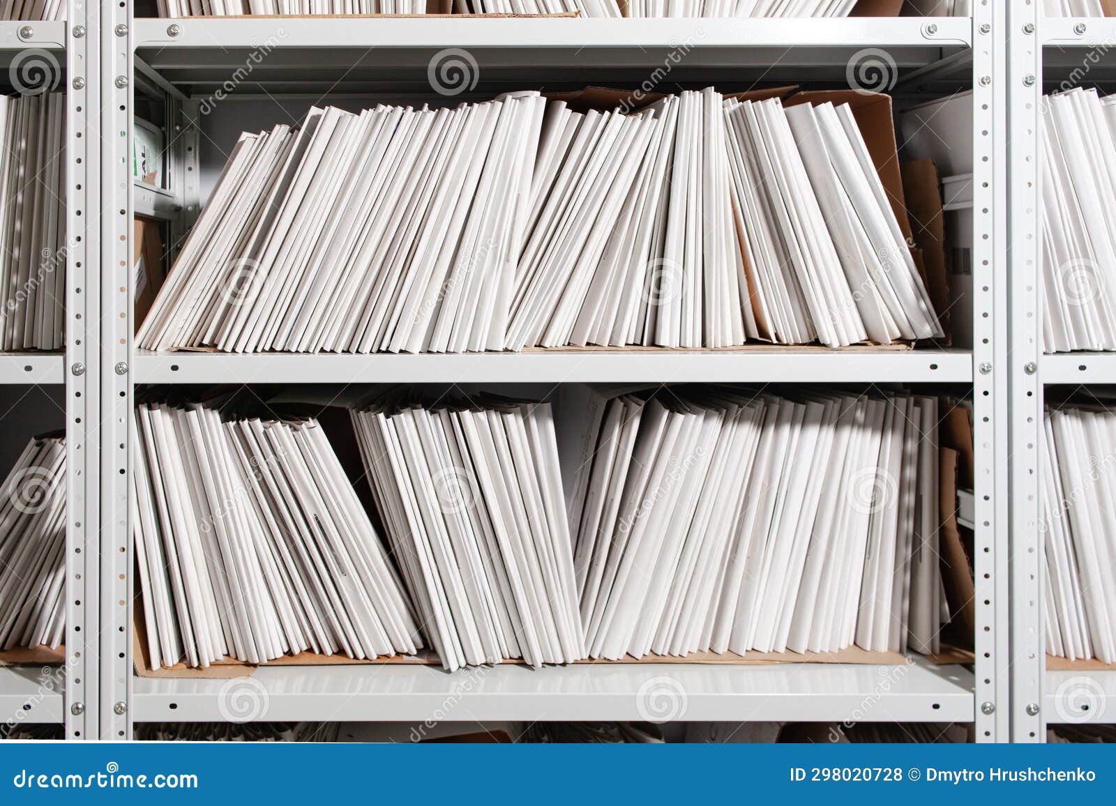 Shelves with Paper Documents. Organized Office Space with Neatly ...