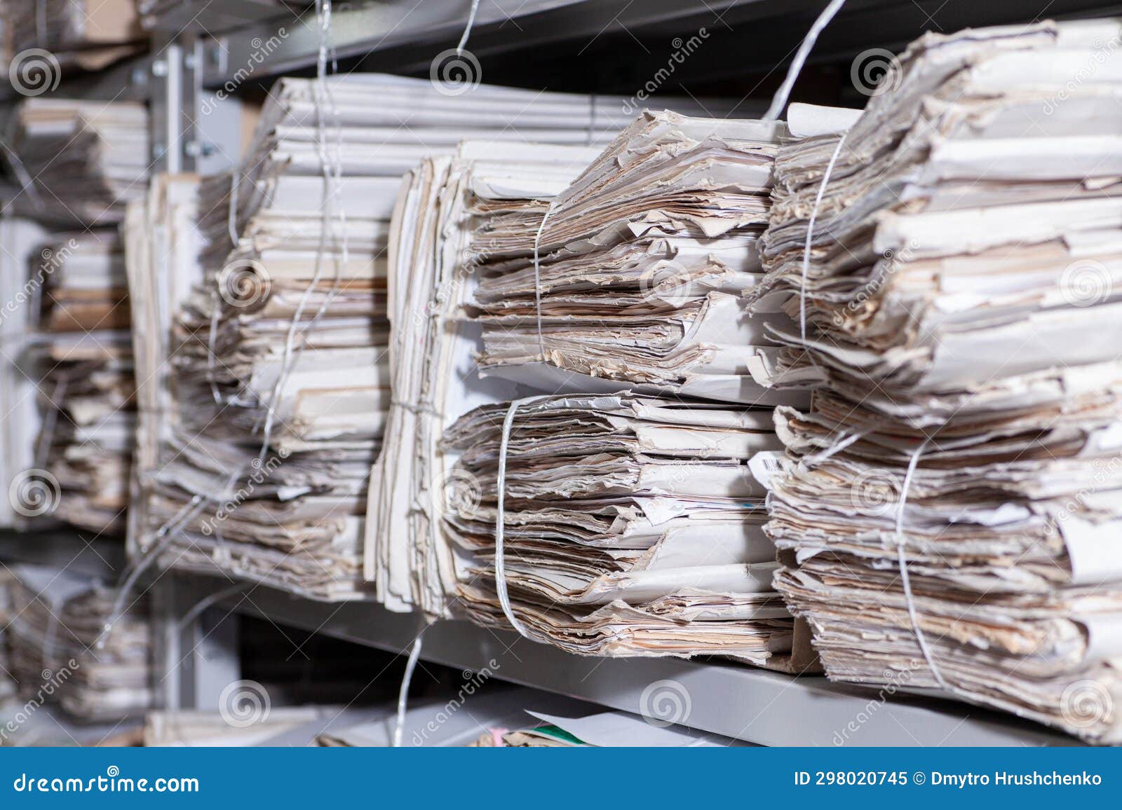 Shelves with Paper Documents. Organized Office Space with Neatly ...
