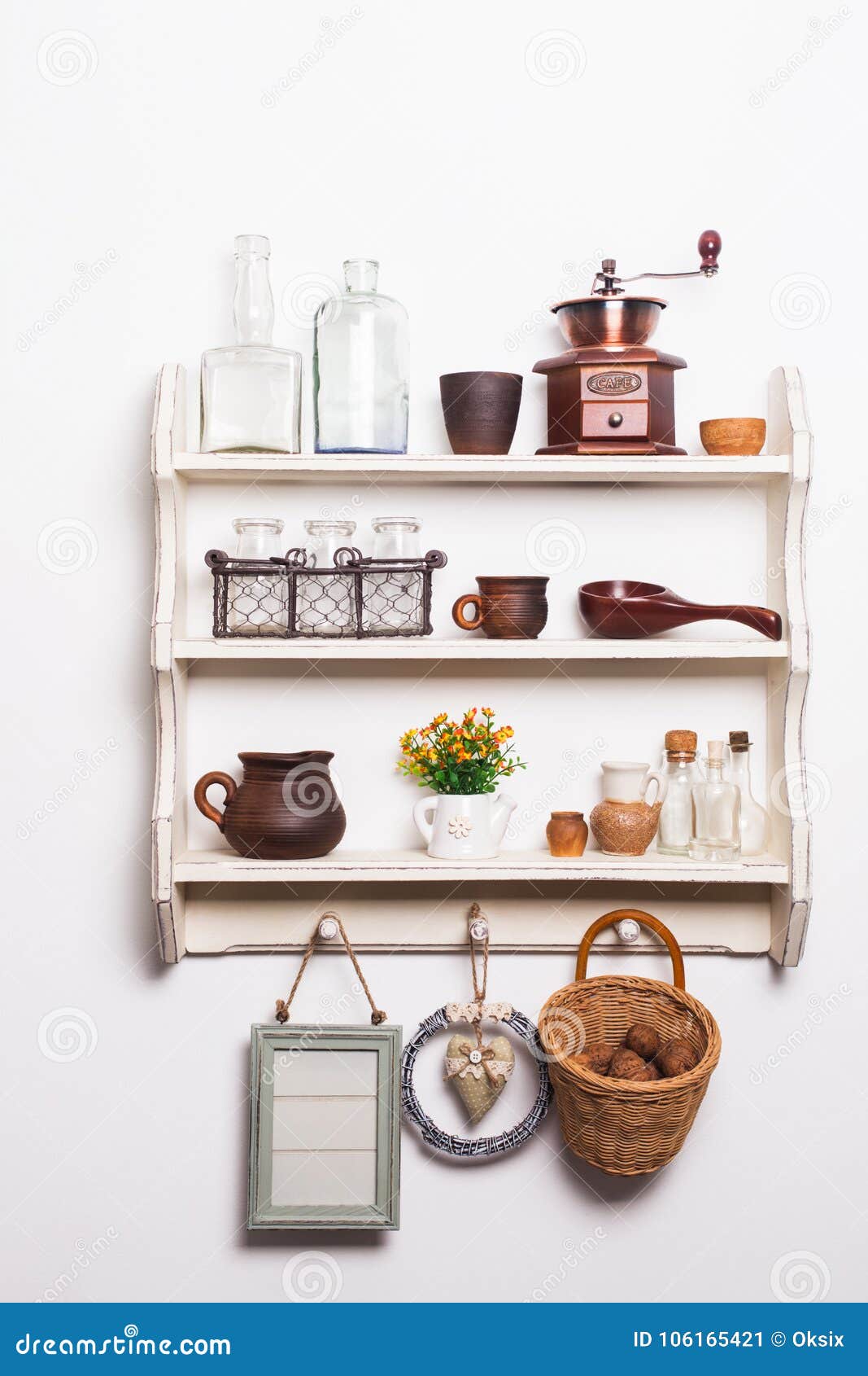 Shelves in rustic style stock image. Image of shelf - 106165421