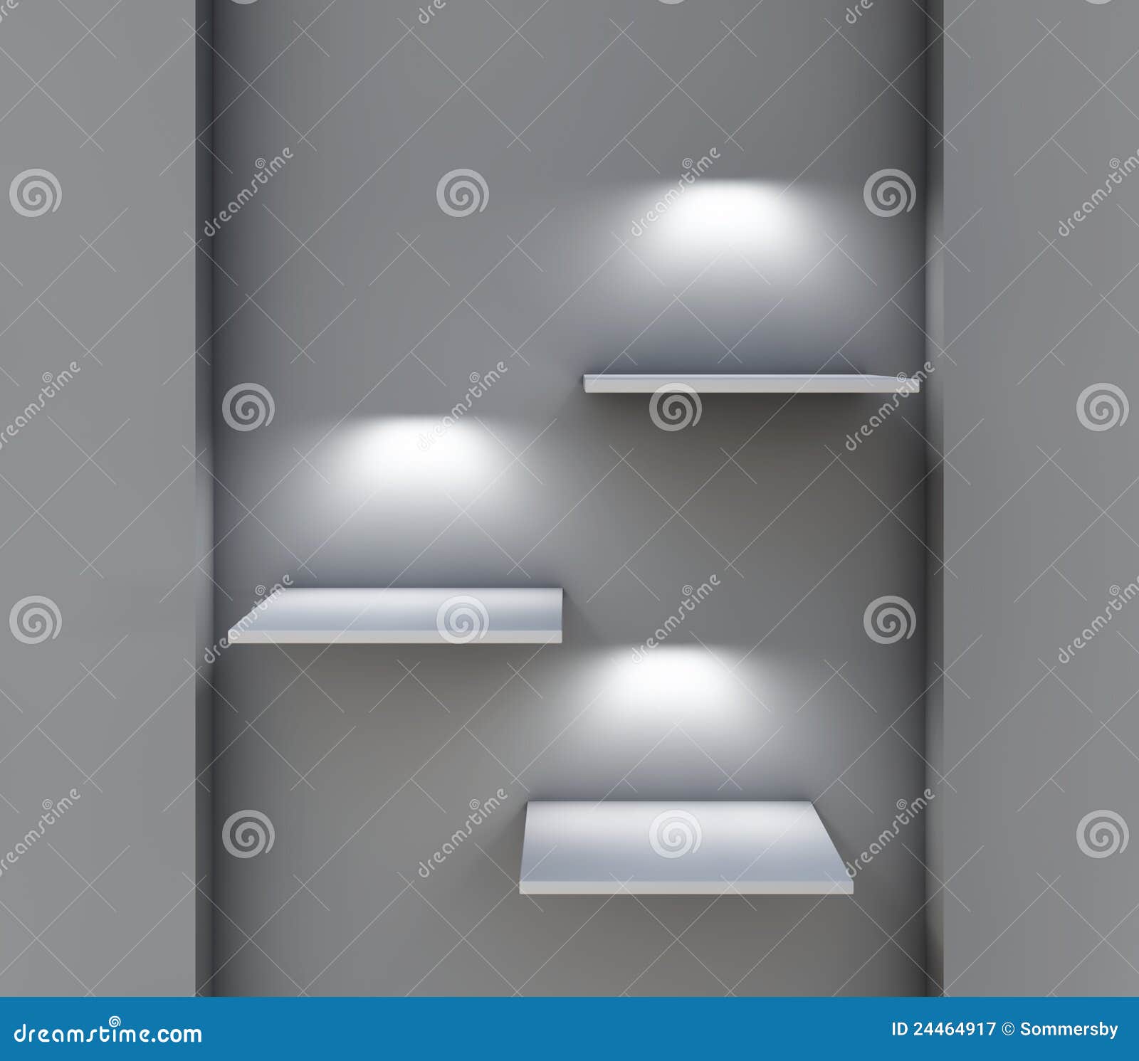 Shelves and Spotlights for Exhibit Stock Illustration - Illustration of ...
