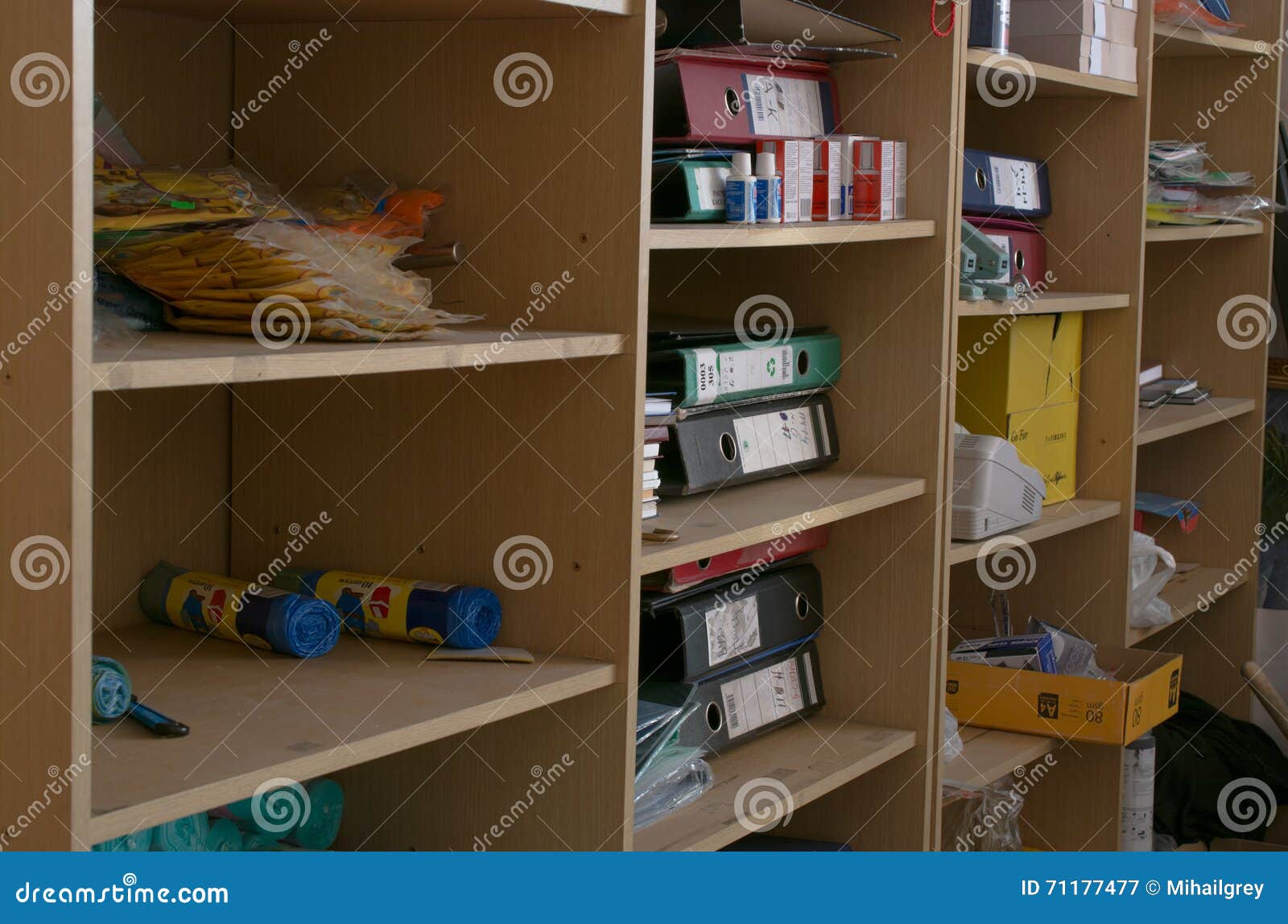 Shelves with stuff stock image. Image of messy, mess - 71177477