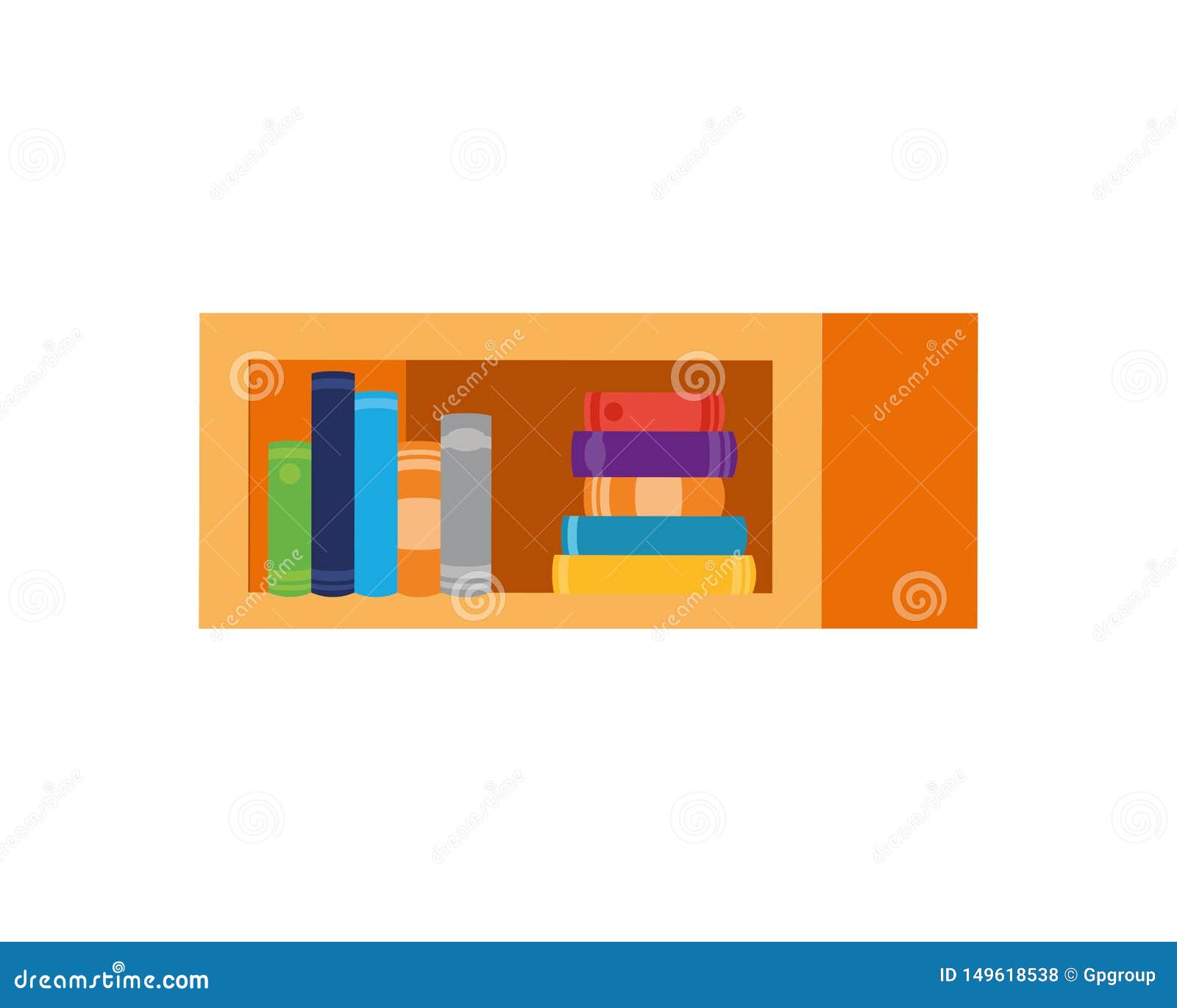 Shelving with Books in White Background Stock Vector - Illustration of ...