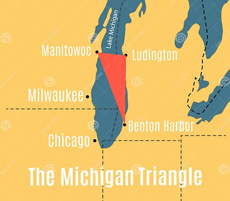 Vector Map of the Lake Michigan Triangle Stock Vector - Illustration of ...
