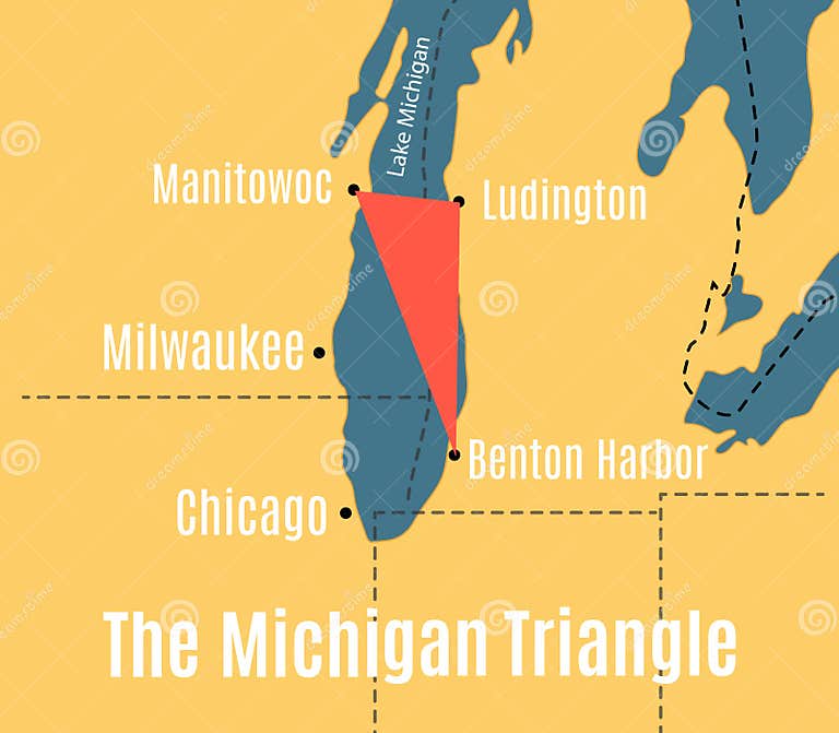 Vector Map of the Lake Michigan Triangle Stock Vector - Illustration of ...