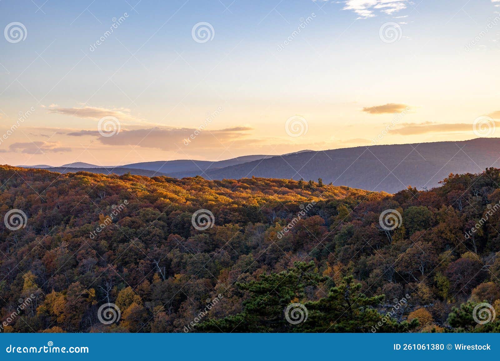 Shenandoah National Park with Forests and Hills Under a Sunset Sky ...