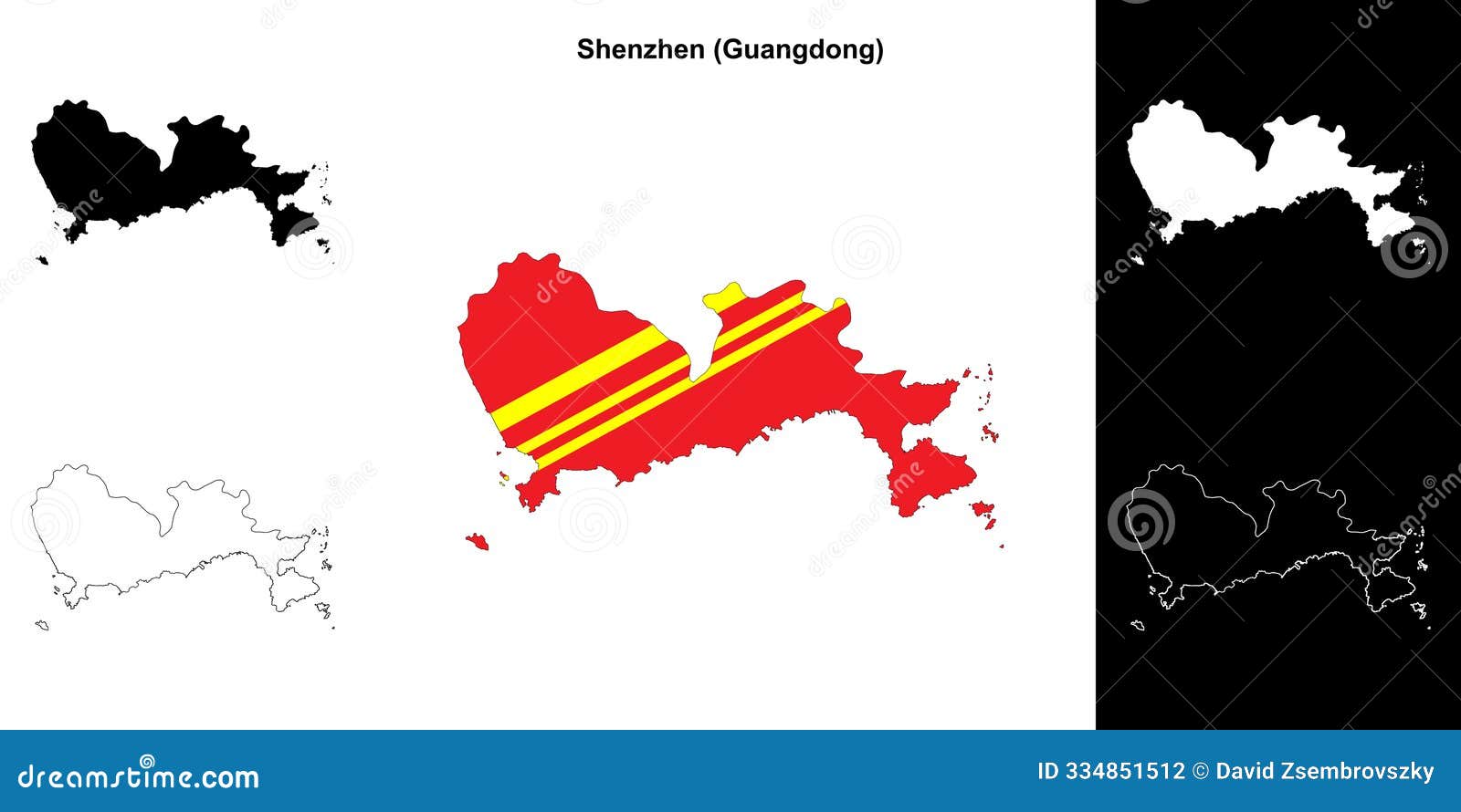 Shenzhen Outline Map Vector Illustration | CartoonDealer.com #334851512