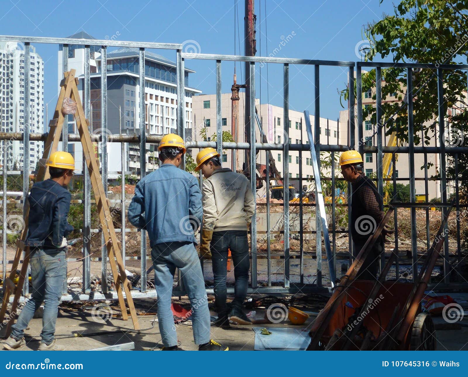 Shenzhen, China: Construction Workers at Construction Sites. Editorial ...