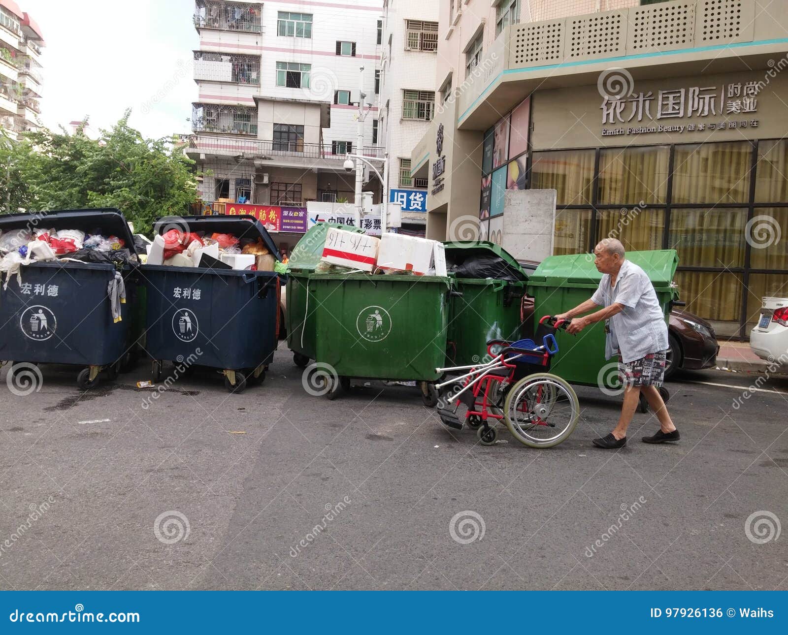 Shenzhen, China: Garbage Transfer Station, Piled Garbage Cans Editorial ...